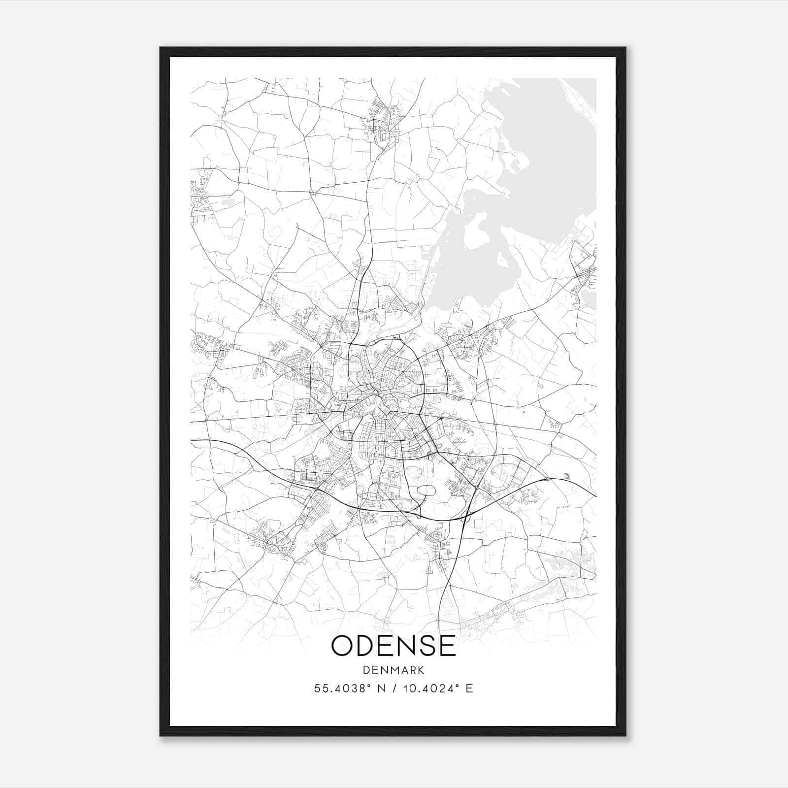 Odense Denmark Map Poster, Odense City Road Wall Art Print - Custom ...