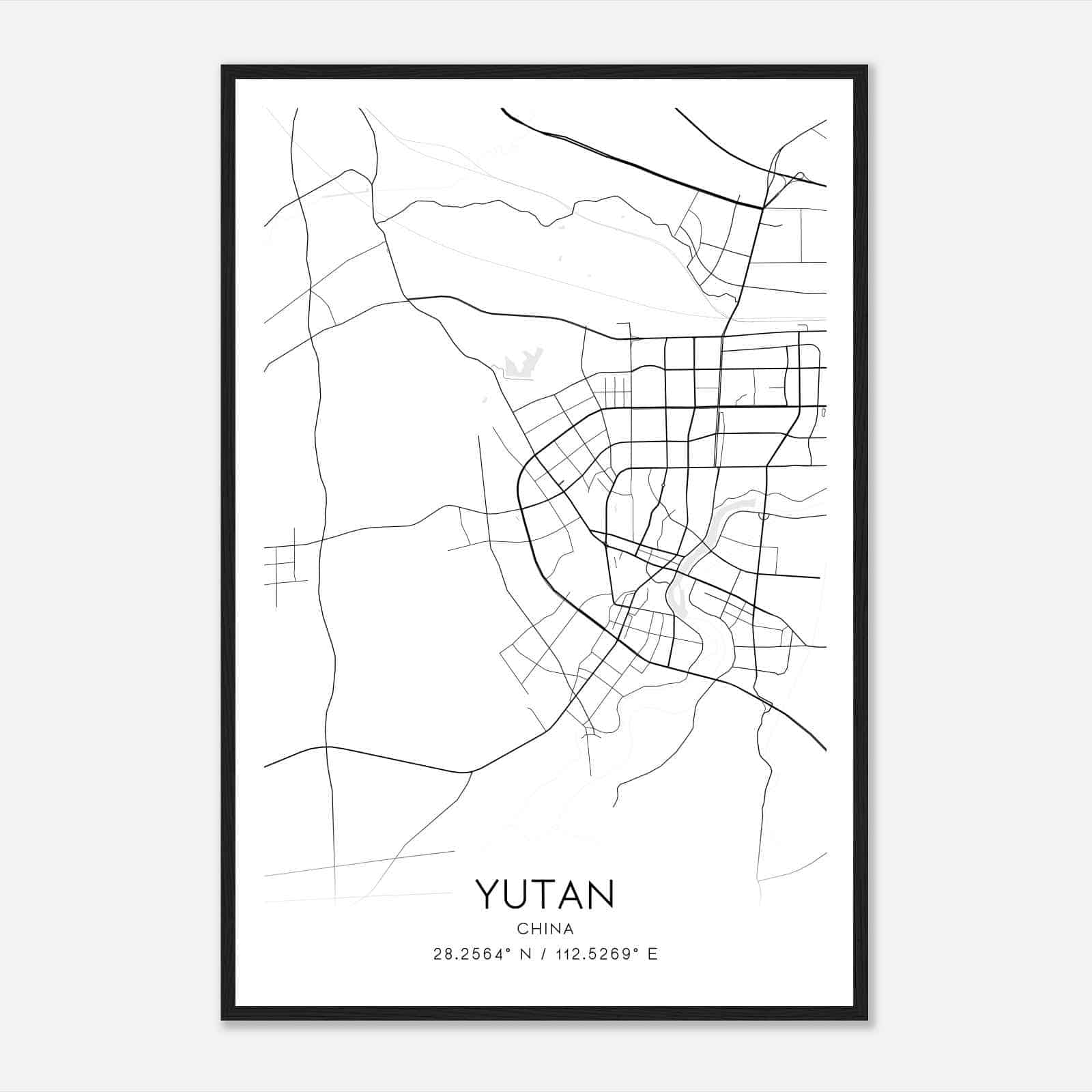 Yutan China Map Poster, Yutan City Road Wall Art Print - Custom Maps ...