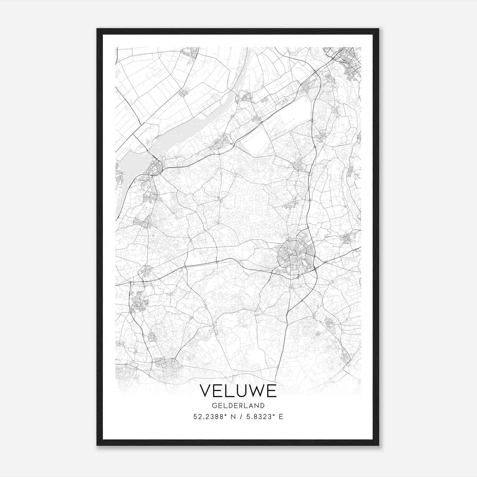 Veluwe Gelderland Map Poster, Veluwe City Road Wall Art Print - Custom ...
