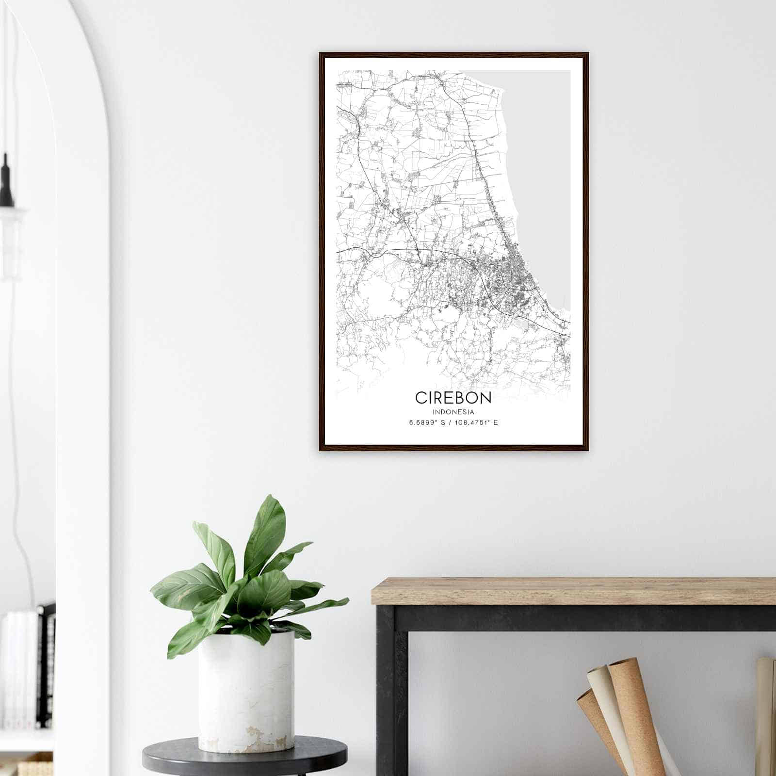 Cirebon Indonesia Map Poster, Cirebon City Road Wall Art Print - Custom ...