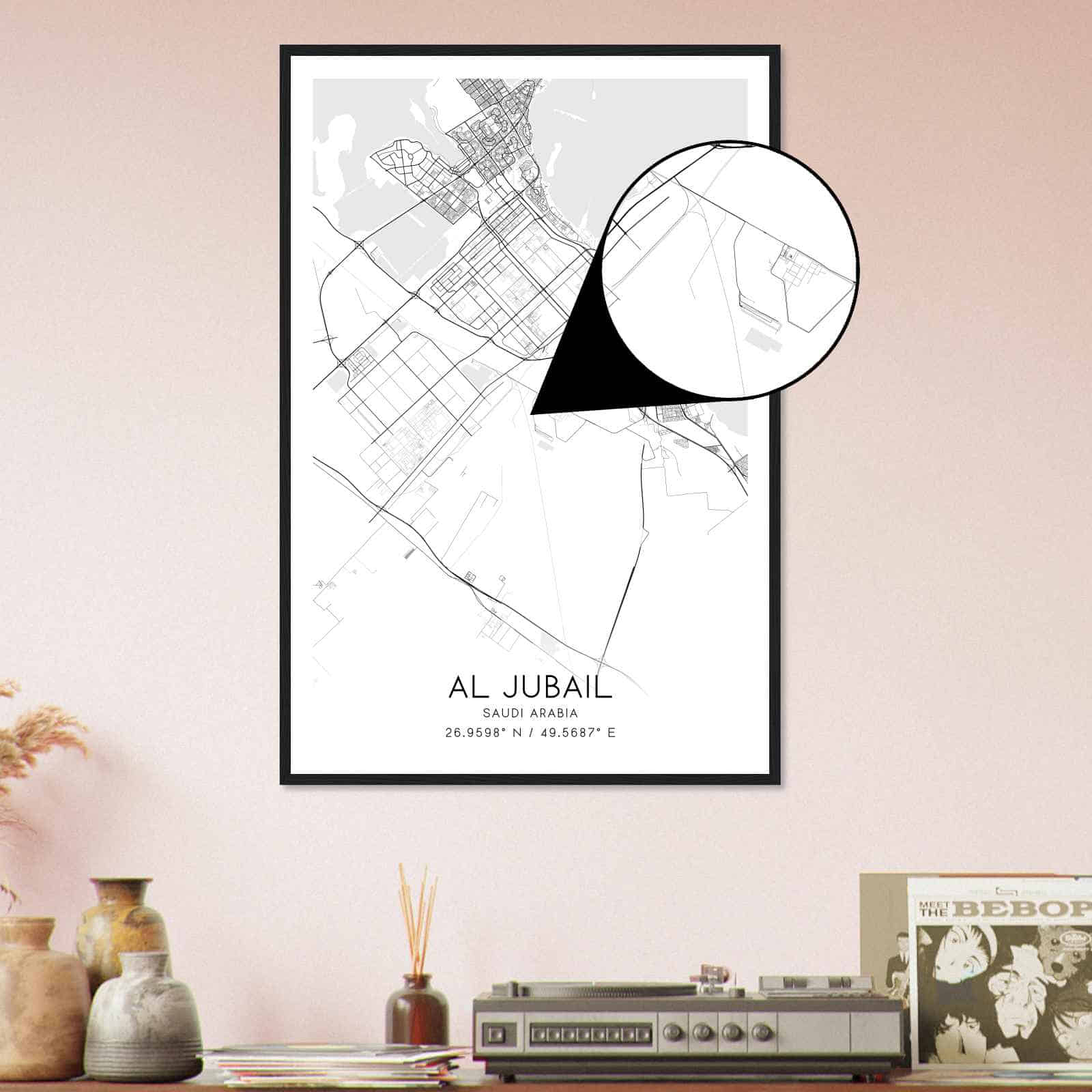 Al Jubail Saudi Arabia Map Poster, Al Jubail City Road Wall Art Print ...