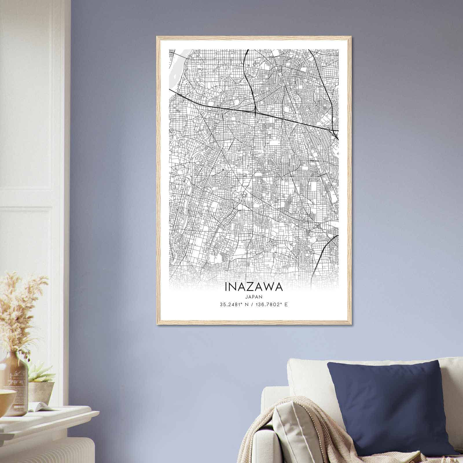 Inazawa Japan Map Poster, Inazawa City Road Wall Art Print - Custom ...