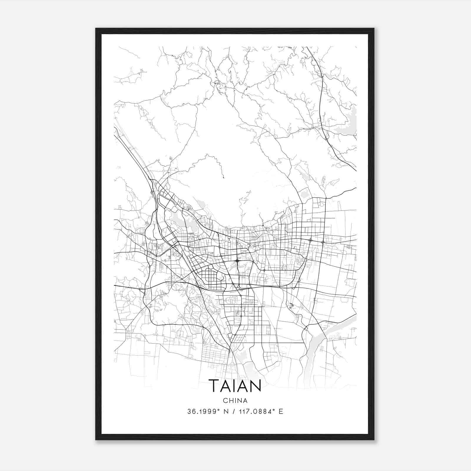 Taian China Map Poster, Taian City Road Wall Art Print - Custom Maps ...