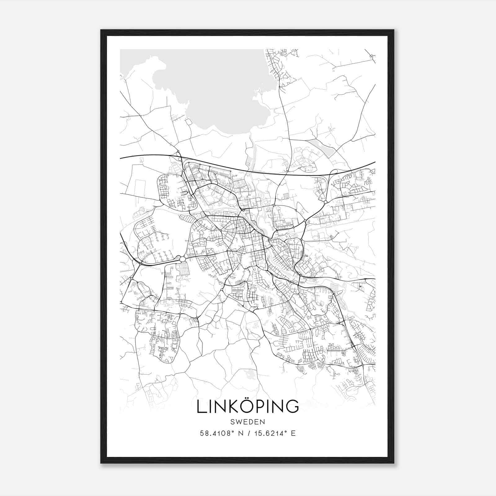 Linkoping Sweden Map Poster, Linkoping City Road Wall Art Print ...