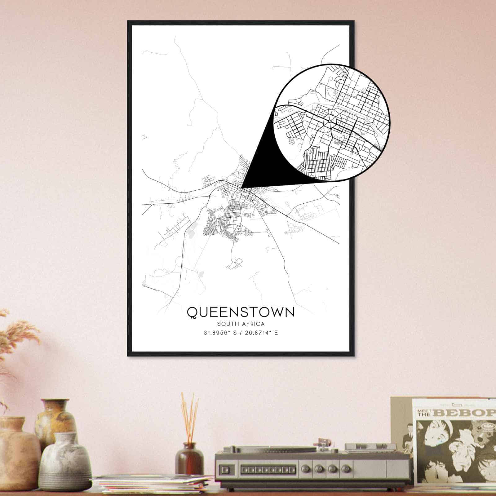 Queenstown South Africa Map Poster, Queenstown City Road Wall Art Print ...