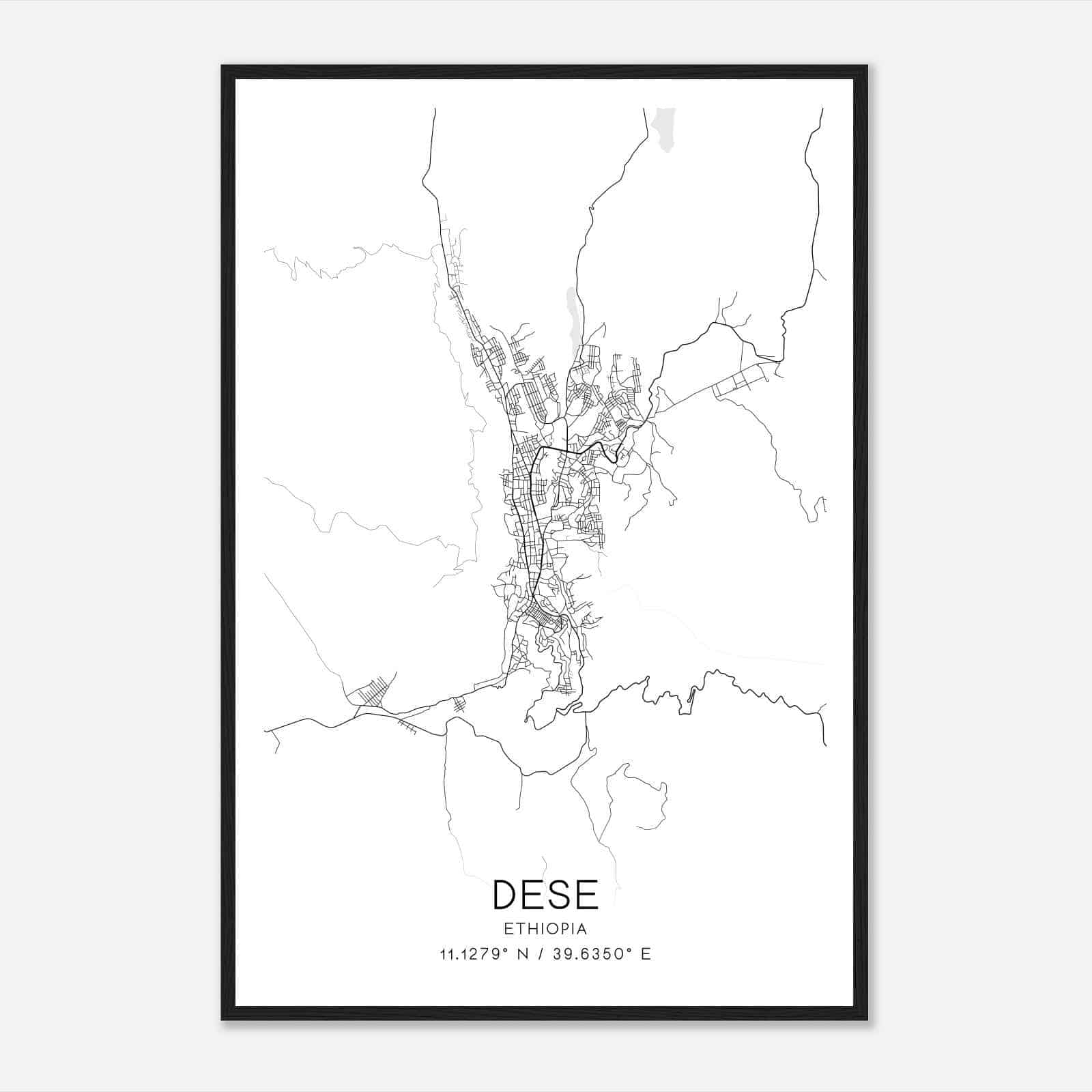 Dese Ethiopia Map Poster, Dese City Road Wall Art Print - Custom Maps ...
