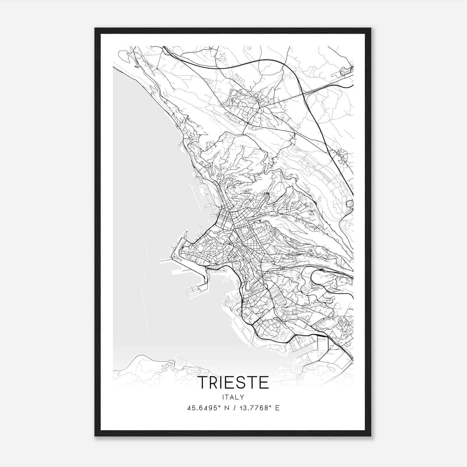 Trieste Italy Map Poster, Trieste City Road Wall Art Print - Custom Maps & Posters