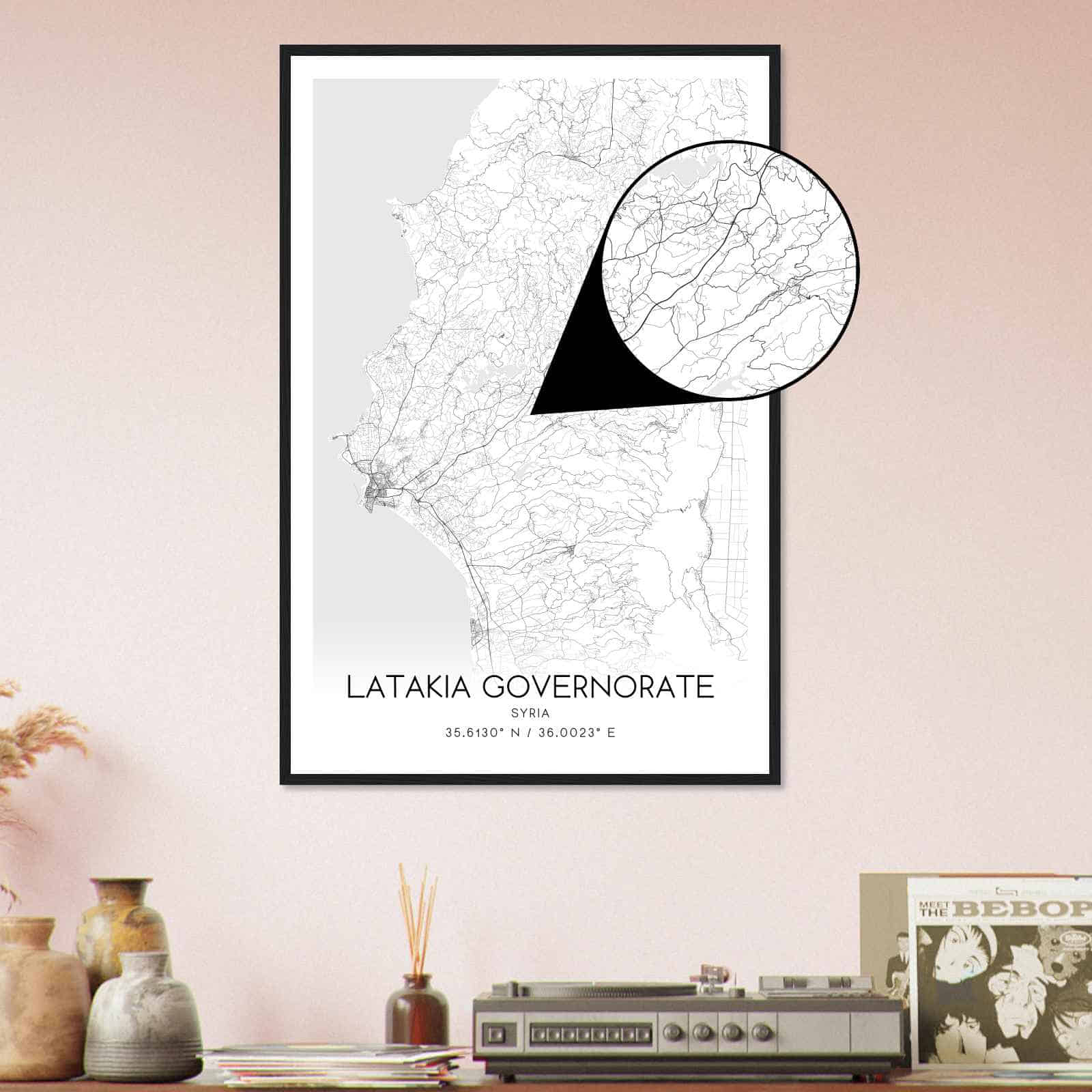 Latakia Governorate Syria Map Poster, Latakia Governorate City Road ...
