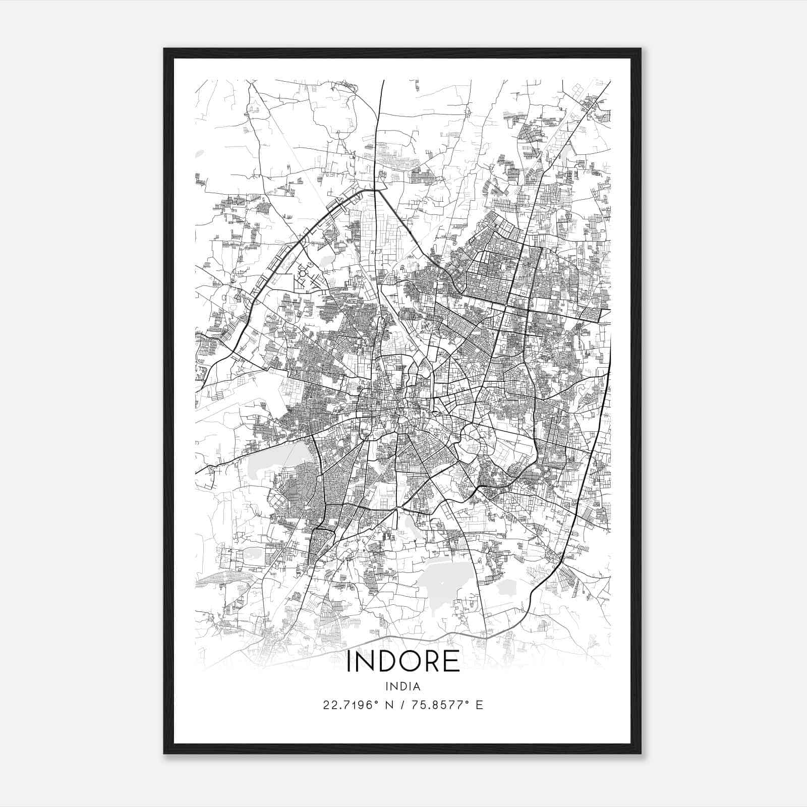 Indore India Map Poster, Indore City Road Wall Art Print - Custom Maps ...