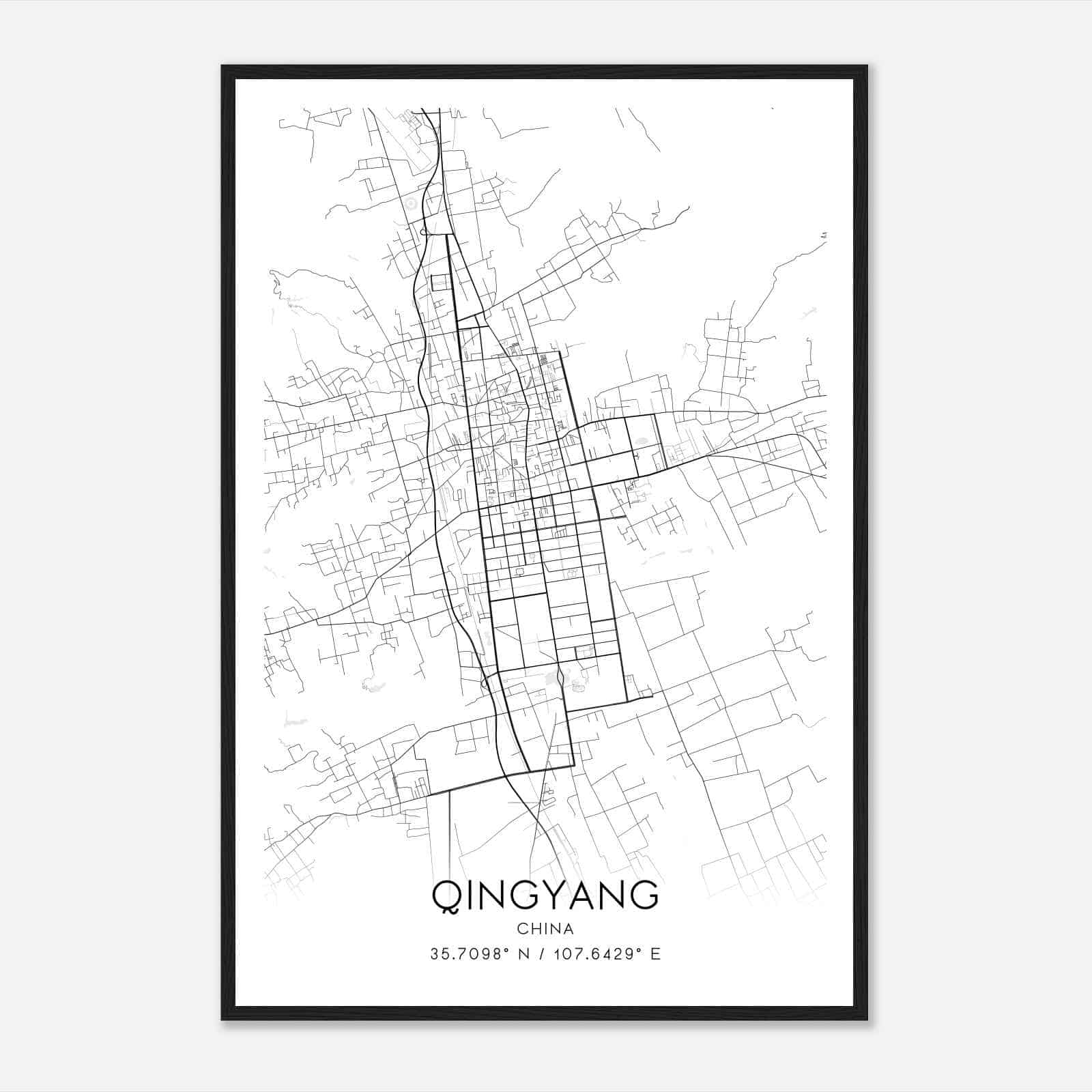 Qingyang China Map Poster, Qingyang City Road Wall Art Print - Custom ...
