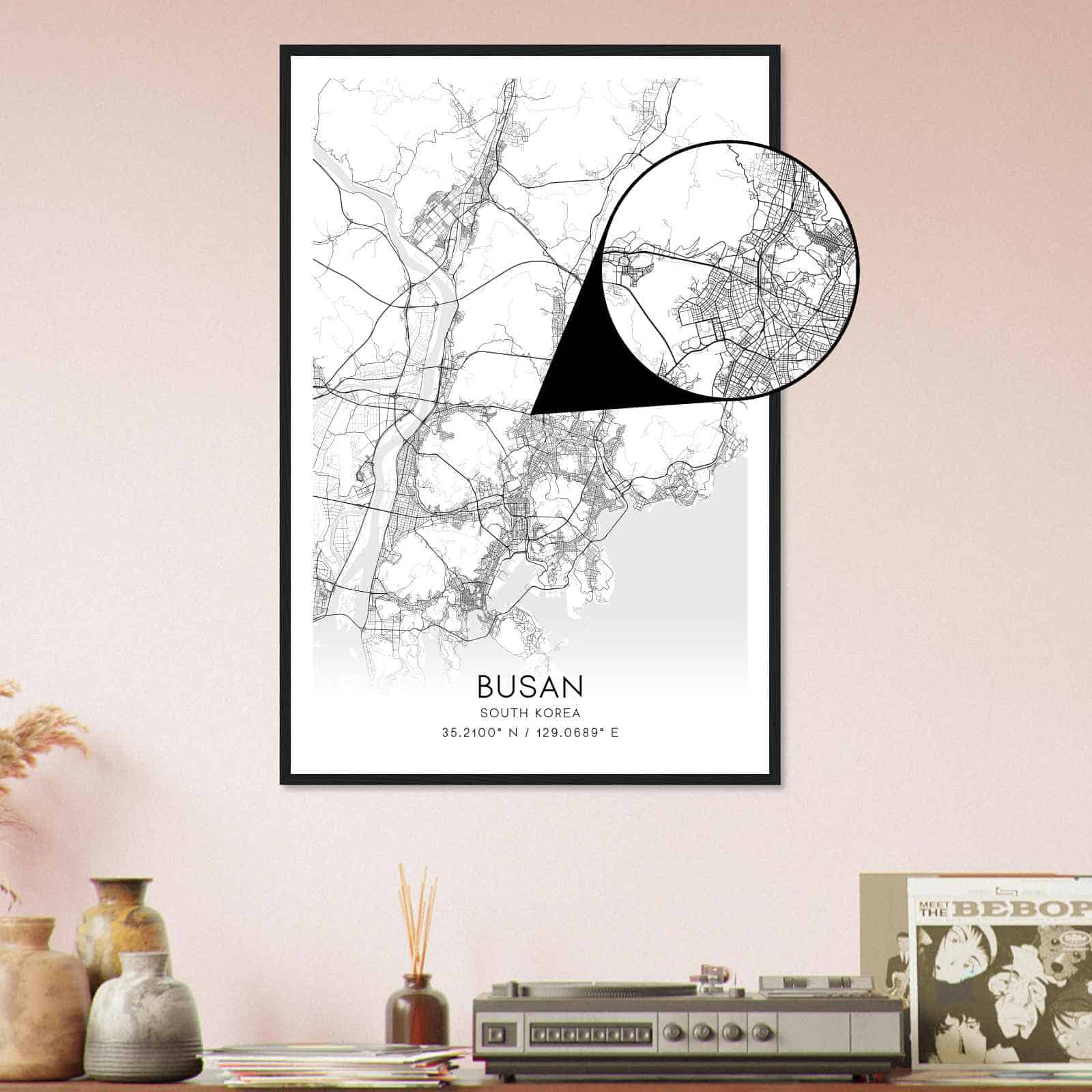 Busan South Korea Map Poster, Busan City Road Wall Art Print - Custom ...
