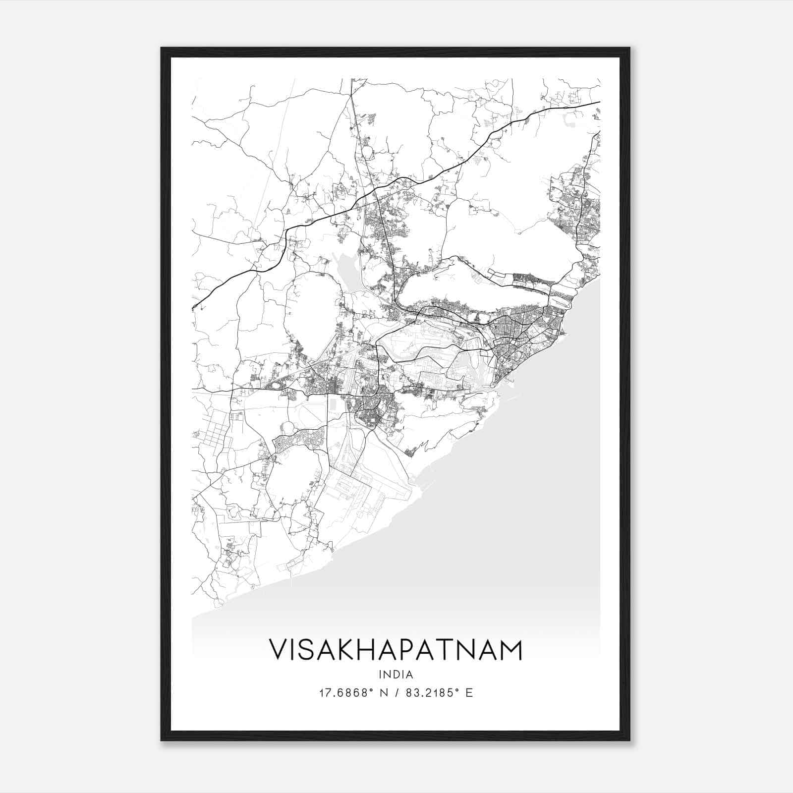 Visakhapatnam India Map Poster, Visakhapatnam City Road Wall Art Print ...