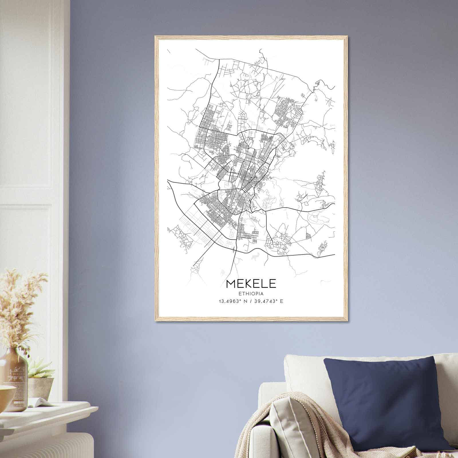 Mekele Ethiopia Map Poster, Mekele City Road Wall Art Print - Custom ...