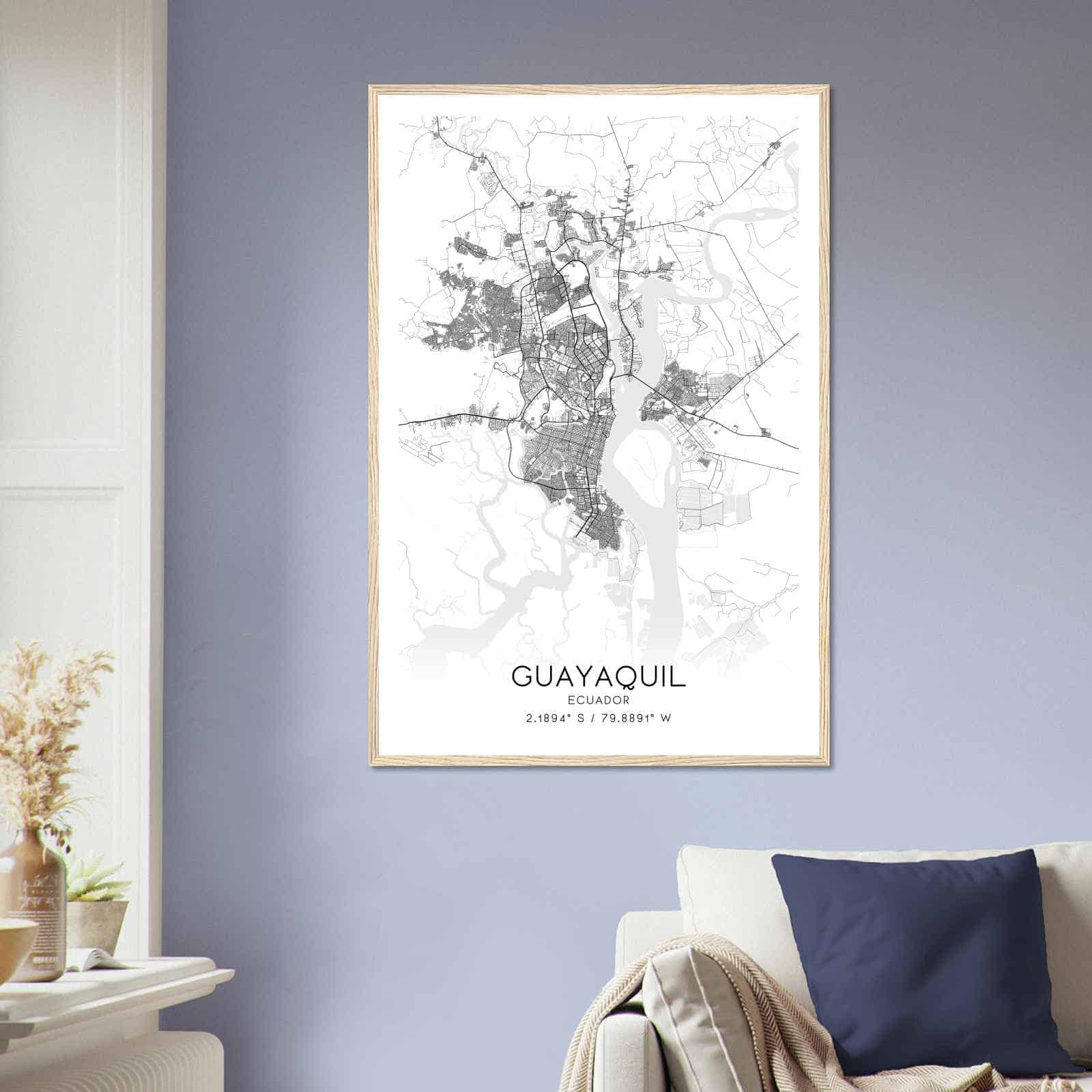Guayaquil Ecuador Map Poster, Guayaquil City Road Wall Art Print ...
