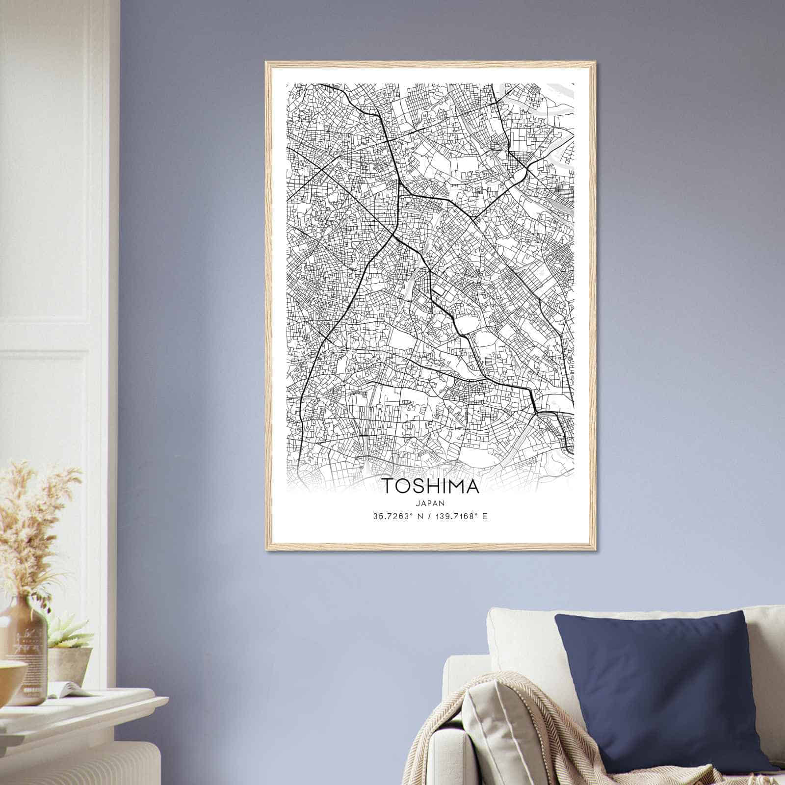 Toshima Japan Map Poster, Toshima City Road Wall Art Print - Custom ...