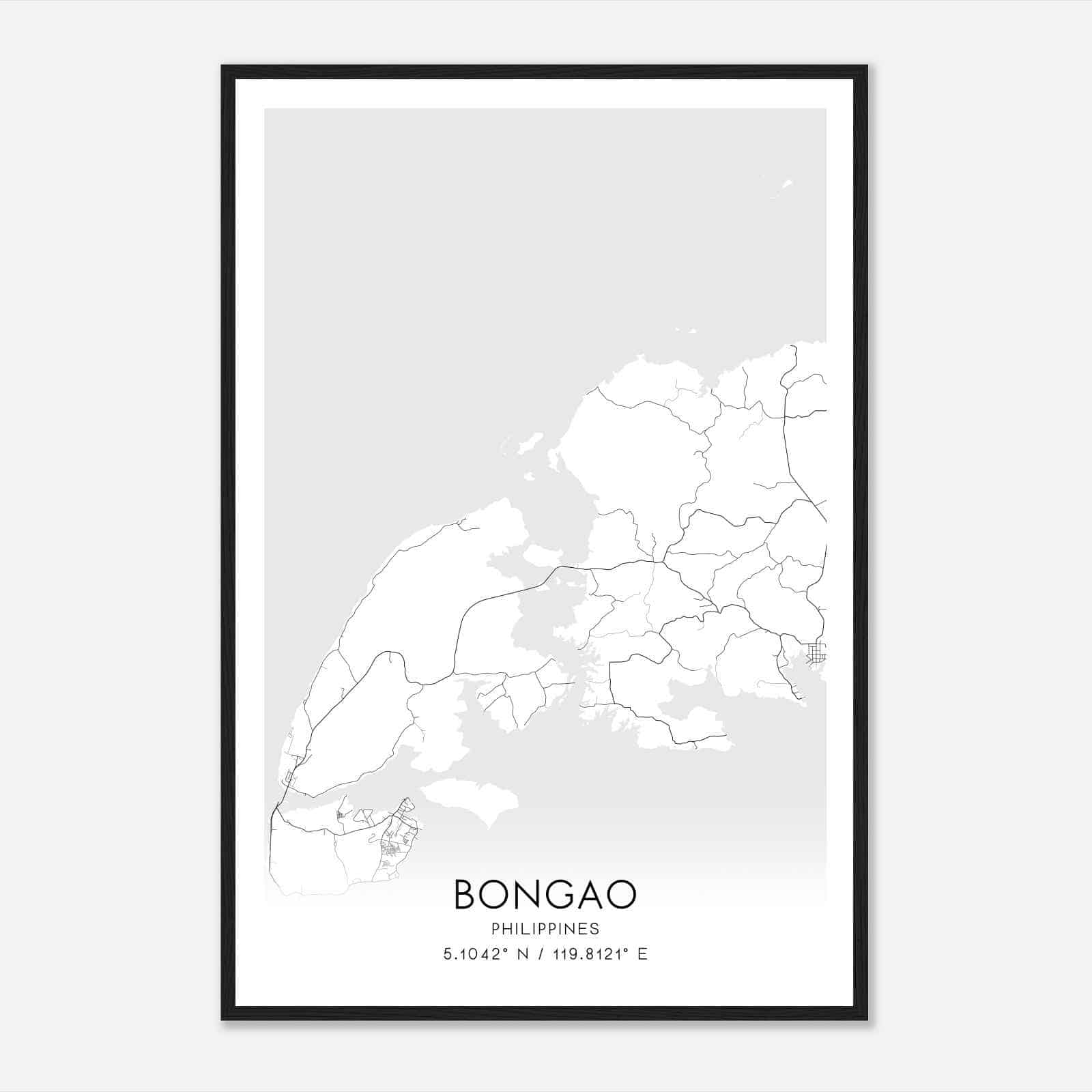 Bongao Philippines Map Poster, Bongao City Road Wall Art Print - Custom ...