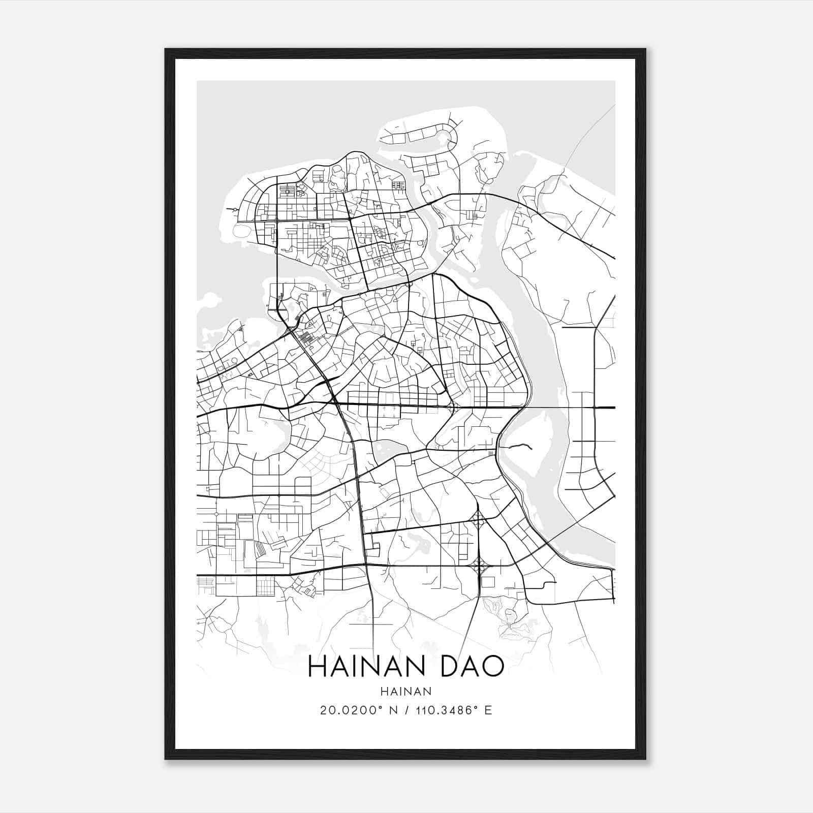 Hainan Dao Hainan Map Poster, Hainan Dao City Road Wall Art Print ...