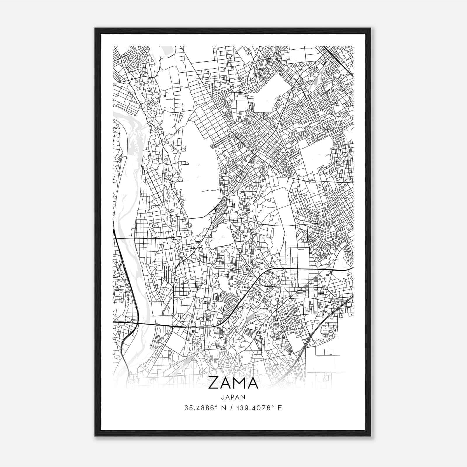 Zama Japan Map Poster, Zama City Road Wall Art Print - Custom Maps ...