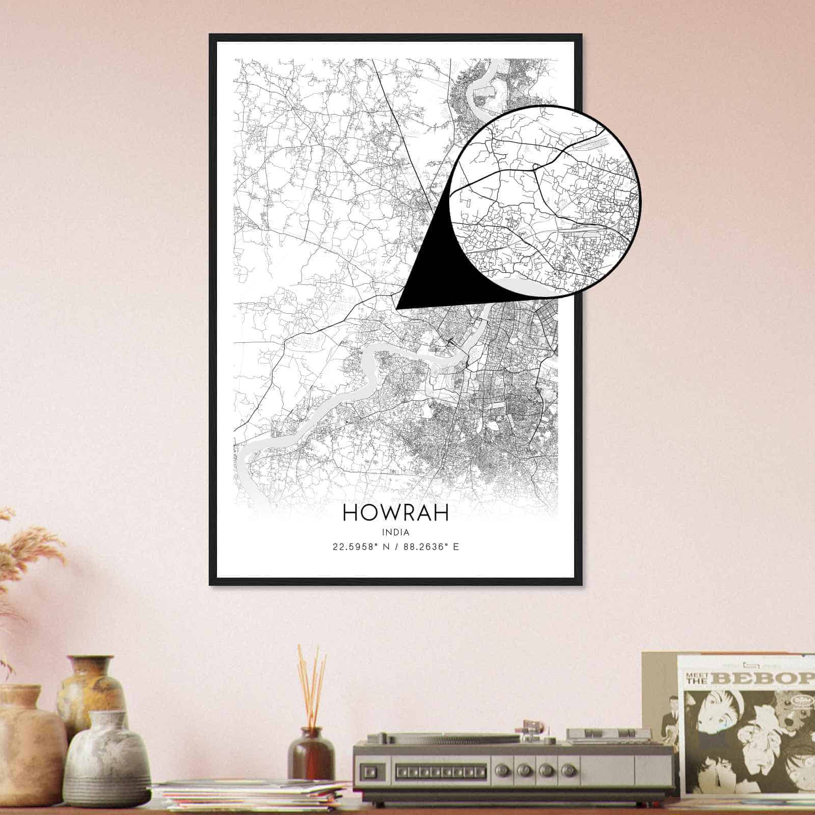 Howrah India Map Poster, Howrah City Road Wall Art Print - Custom Maps ...