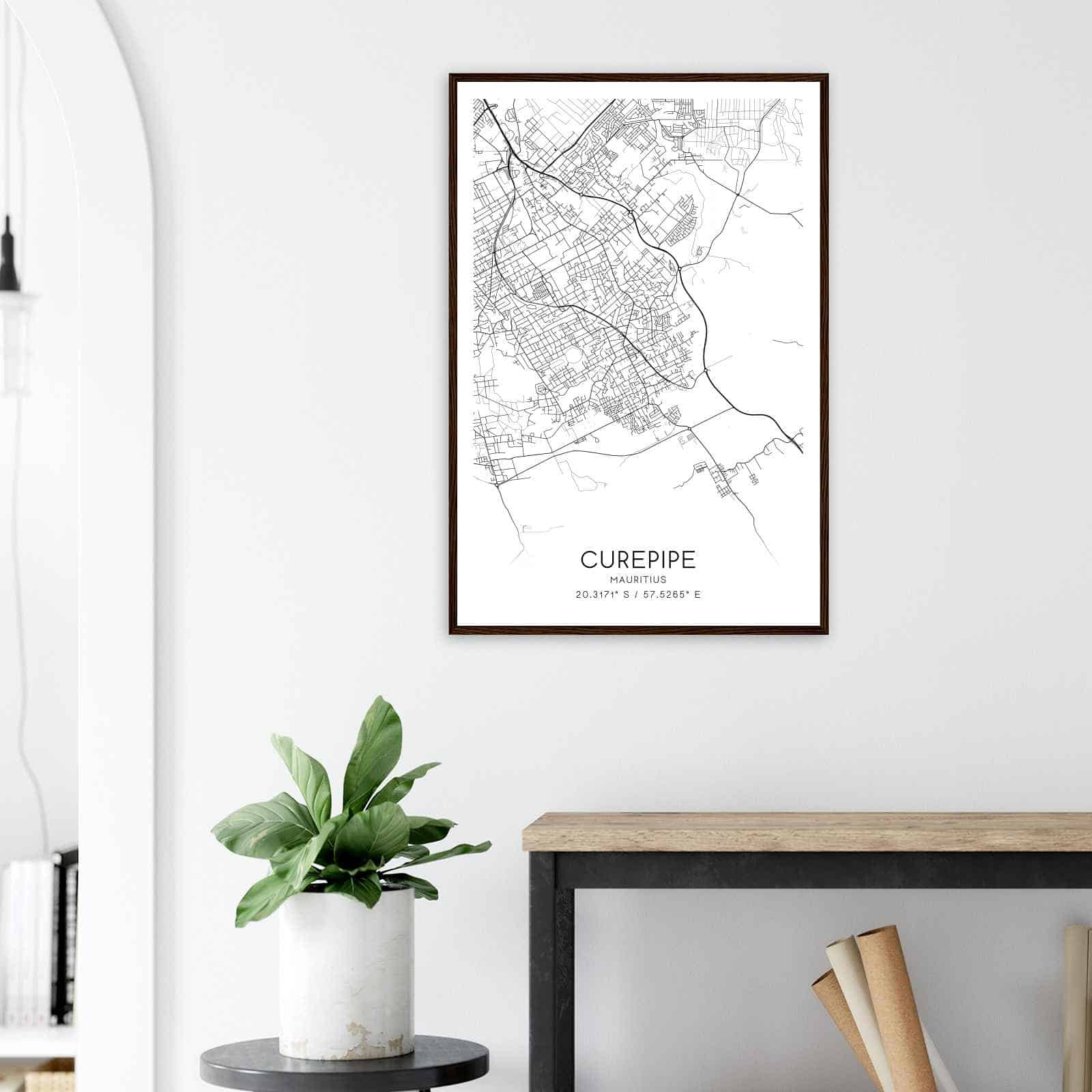 Curepipe Mauritius Map Poster, Curepipe City Road Wall Art Print ...