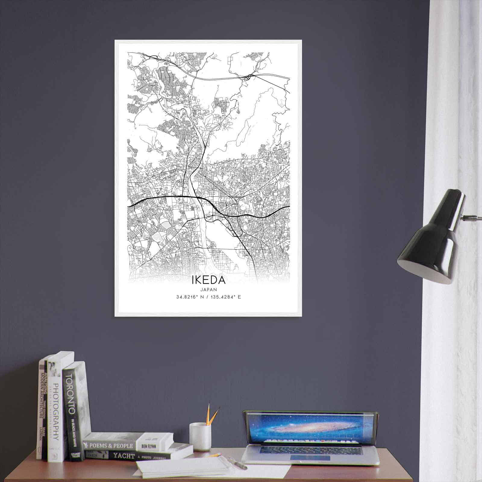 Ikeda Japan Map Poster, Ikeda City Road Wall Art Print - Custom Maps & Posters