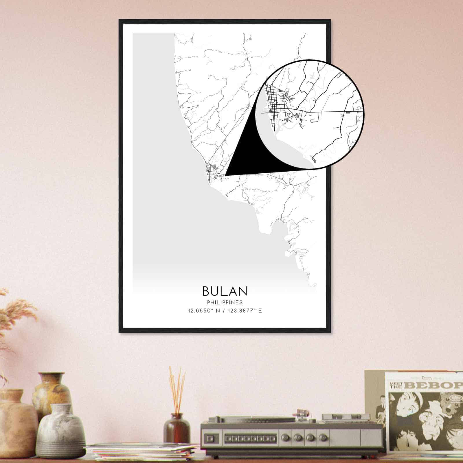 Bulan Philippines Map Poster, Bulan City Road Wall Art Print - Custom ...