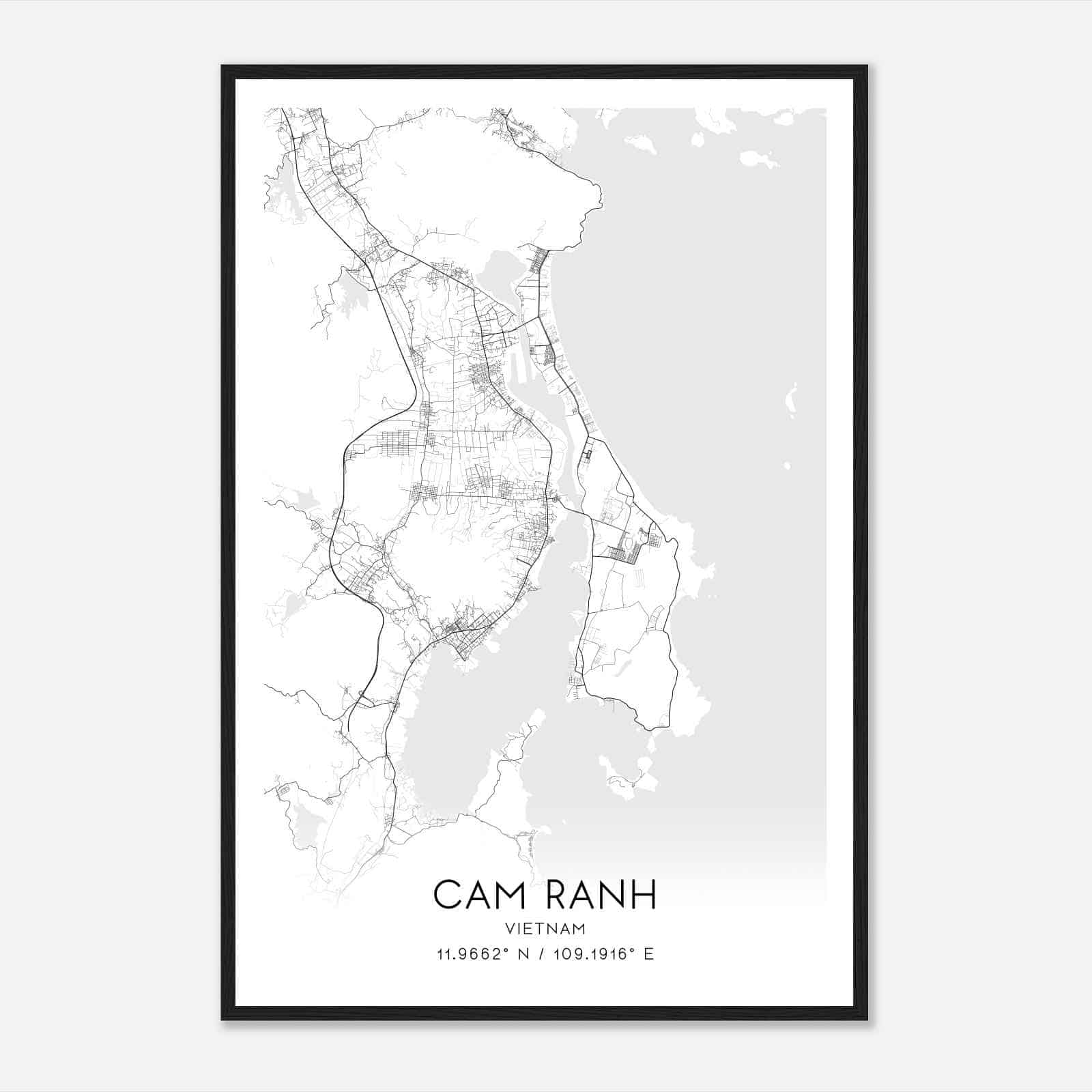 Cam Ranh Vietnam Map Poster, Cam Ranh City Road Wall Art Print - Custom ...
