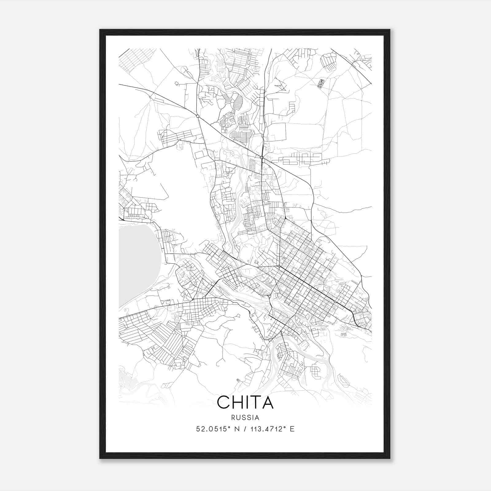 Chita Russia Map Poster, Chita City Road Wall Art Print - Custom Maps ...