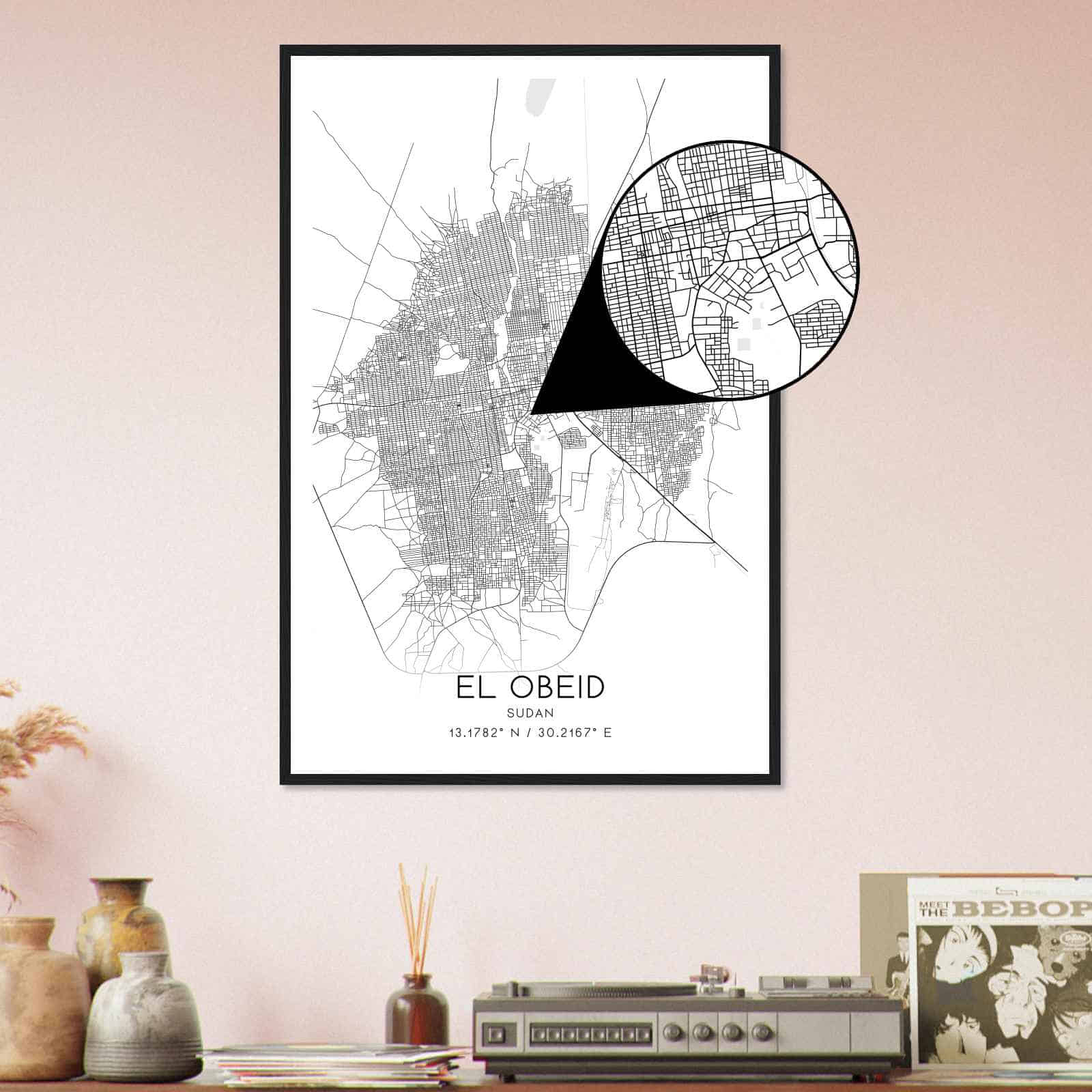 El Obeid Sudan Map Poster, El Obeid City Road Wall Art Print - Custom ...