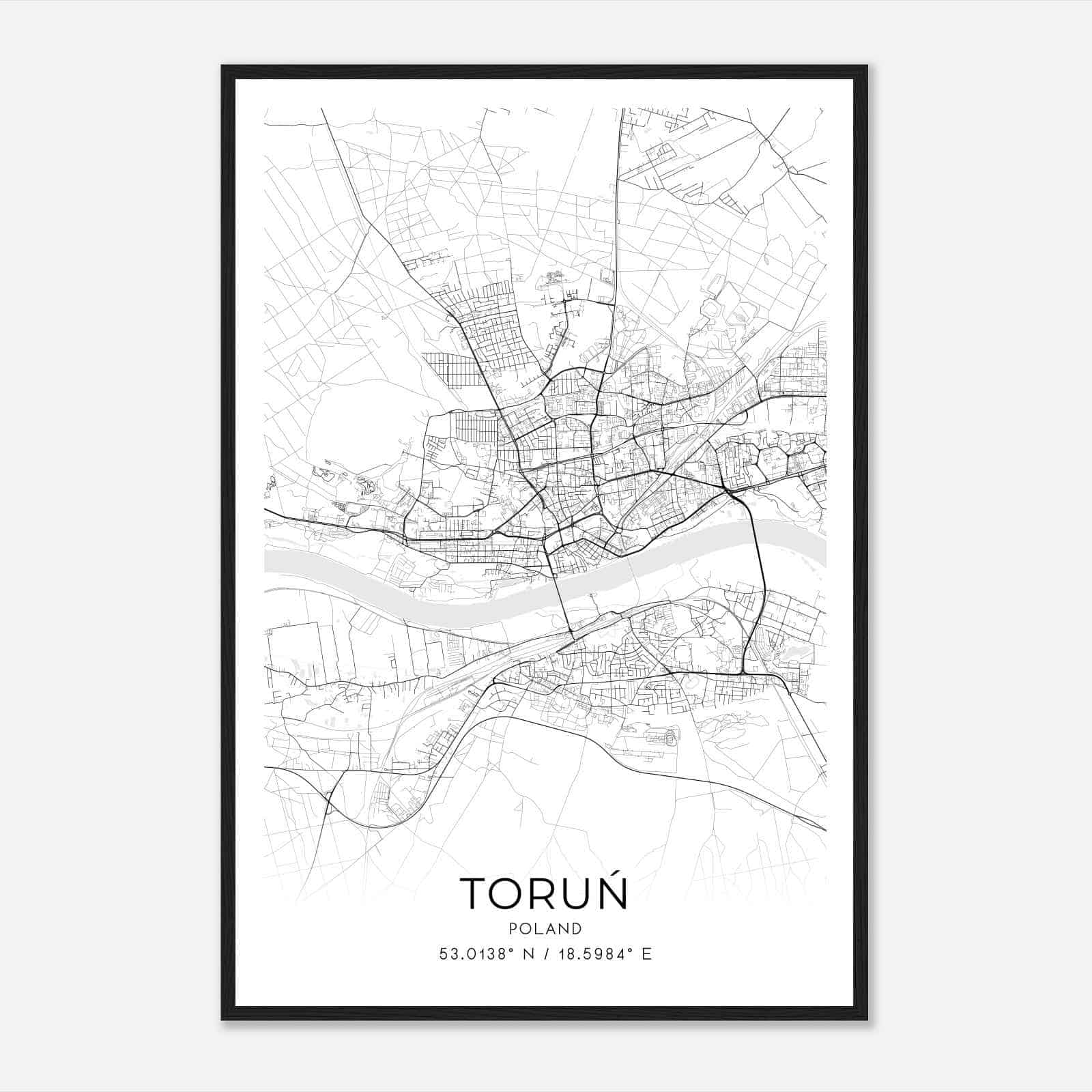 Torun Poland Map Poster, Torun City Road Wall Art Print - Custom Maps ...