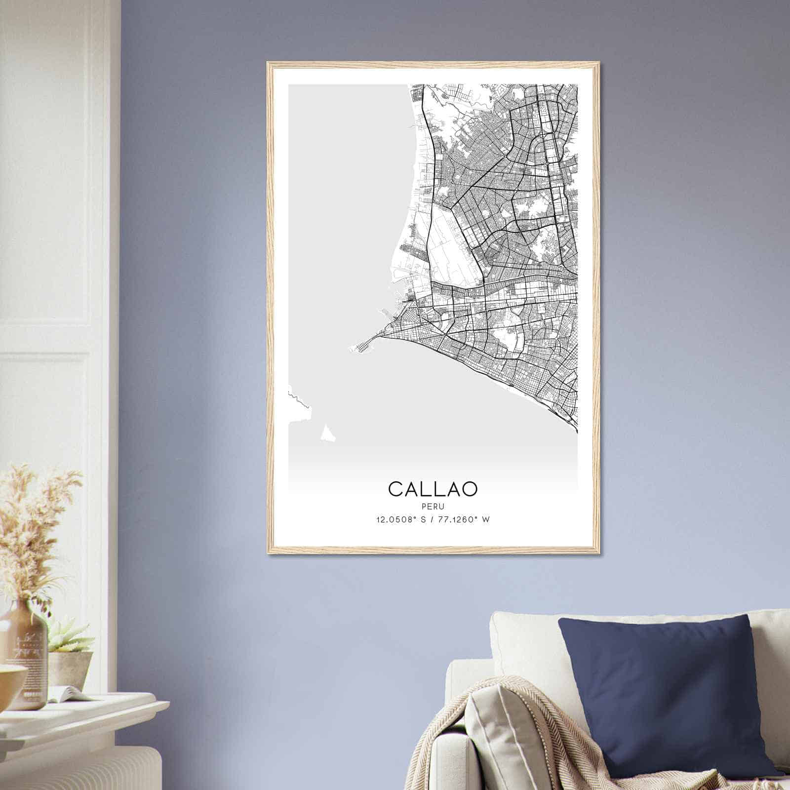 Callao Peru Map Poster, Callao City Road Wall Art Print - Custom Maps ...