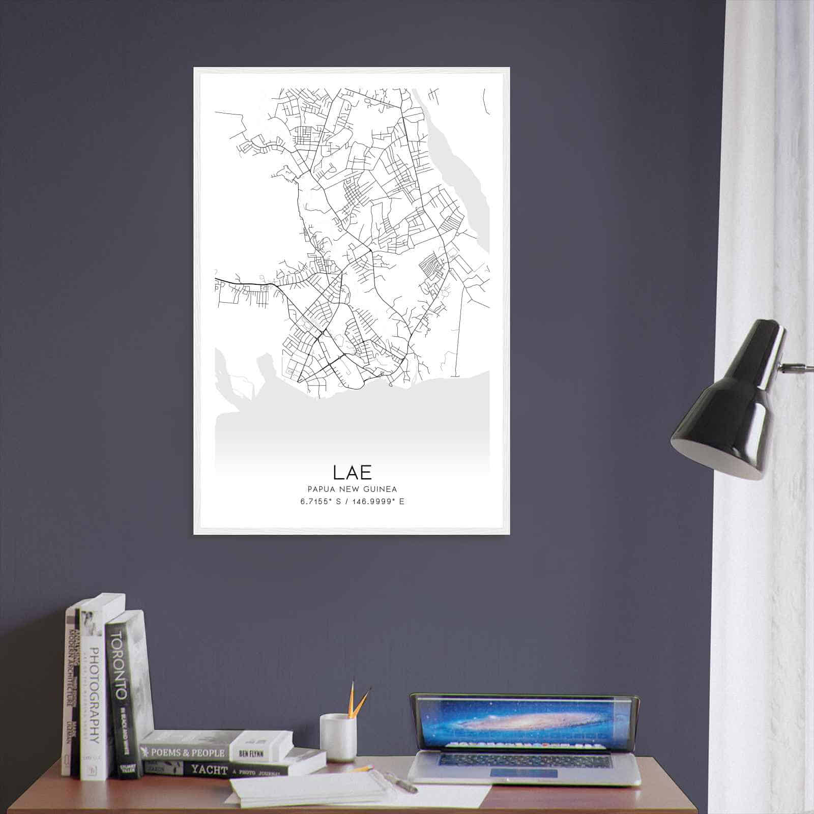 Lae Papua New Guinea Map Poster, Lae City Road Wall Art Print - Custom ...