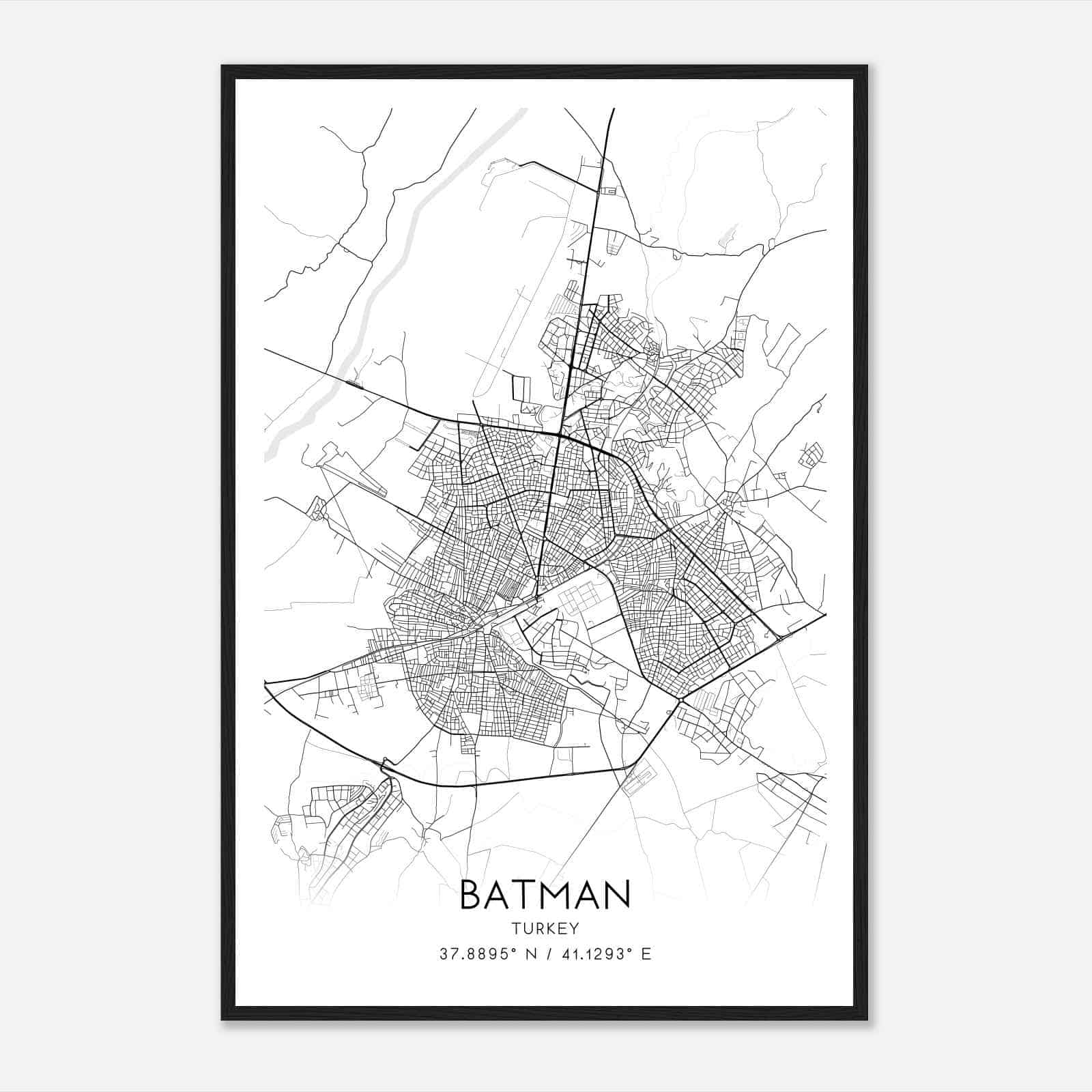 Batman Turkey Map Poster, Batman City Road Wall Art Print - Custom Maps ...