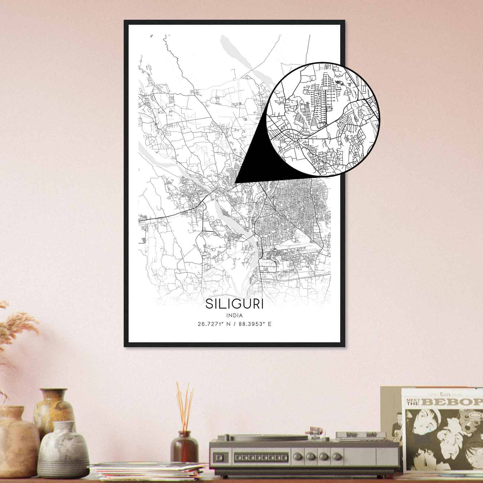 Siliguri India Map Poster, Siliguri City Road Wall Art Print - Custom ...