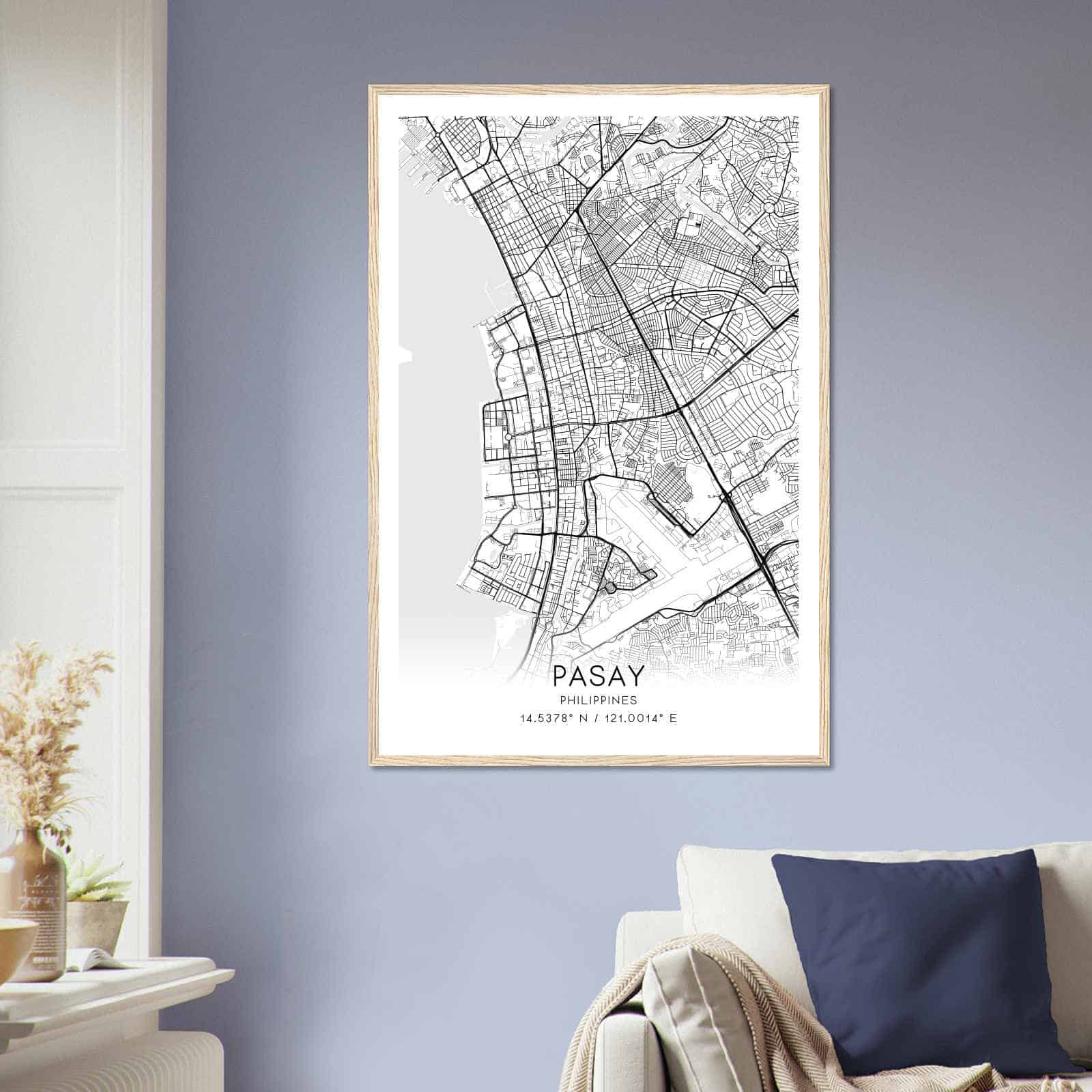 Pasay Philippines Map Poster, Pasay City Road Wall Art Print - Custom ...