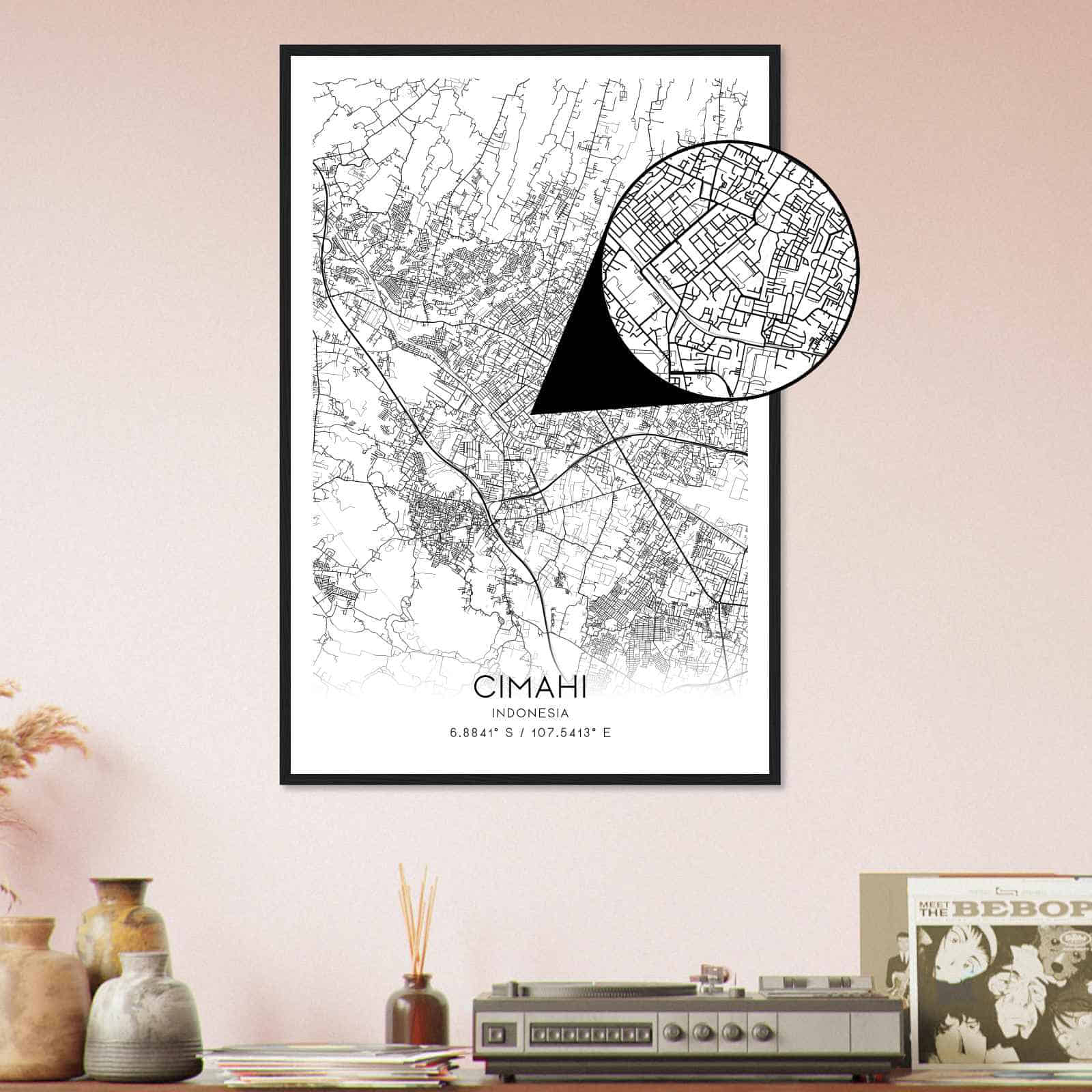 Cimahi Indonesia Map Poster, Cimahi City Road Wall Art Print - Custom ...