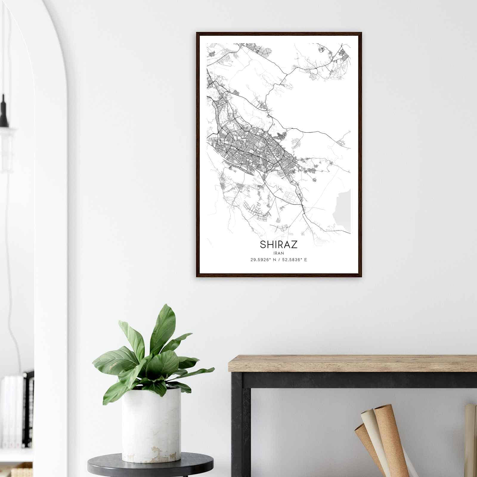 Shiraz Iran Map Poster, Shiraz City Road Wall Art Print - Custom Maps ...