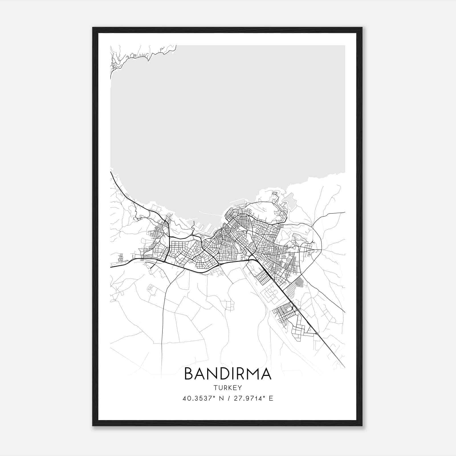 Bandirma Turkey Map Poster, Bandirma City Road Wall Art Print - Custom ...