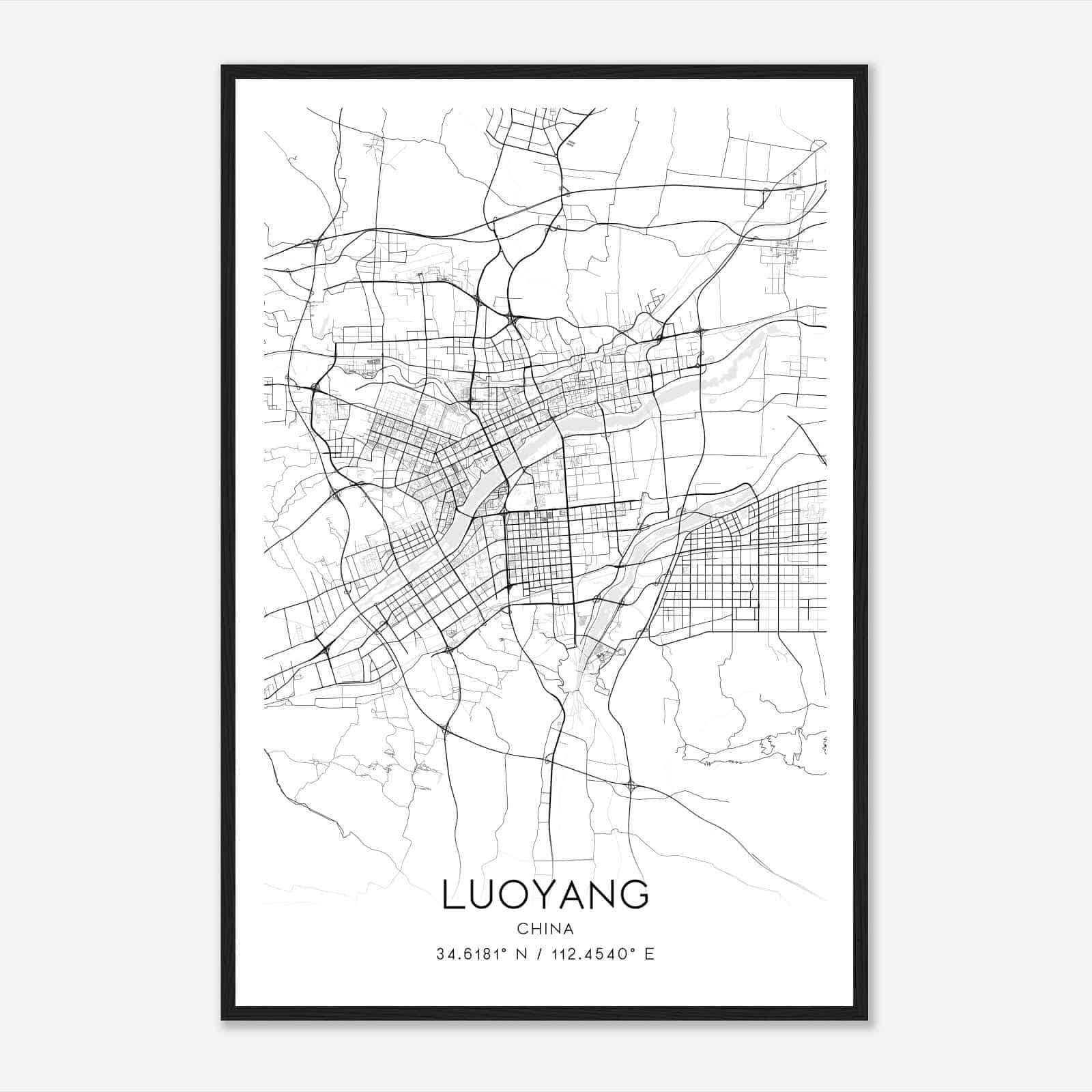 Luoyang China Map Poster, Luoyang City Road Wall Art Print - Custom ...