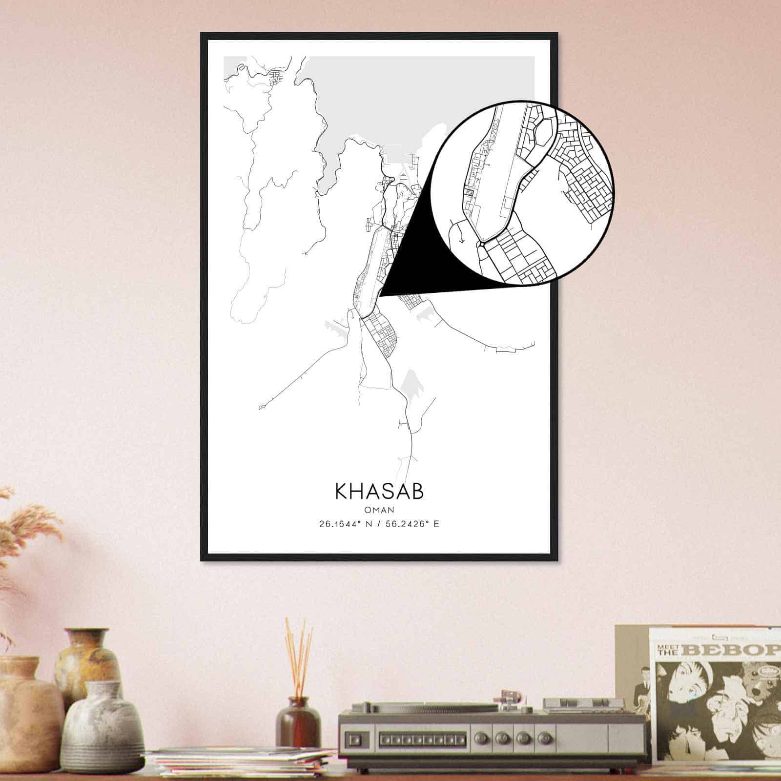 Khasab Oman Map Poster, Khasab City Road Wall Art Print - Custom Maps ...