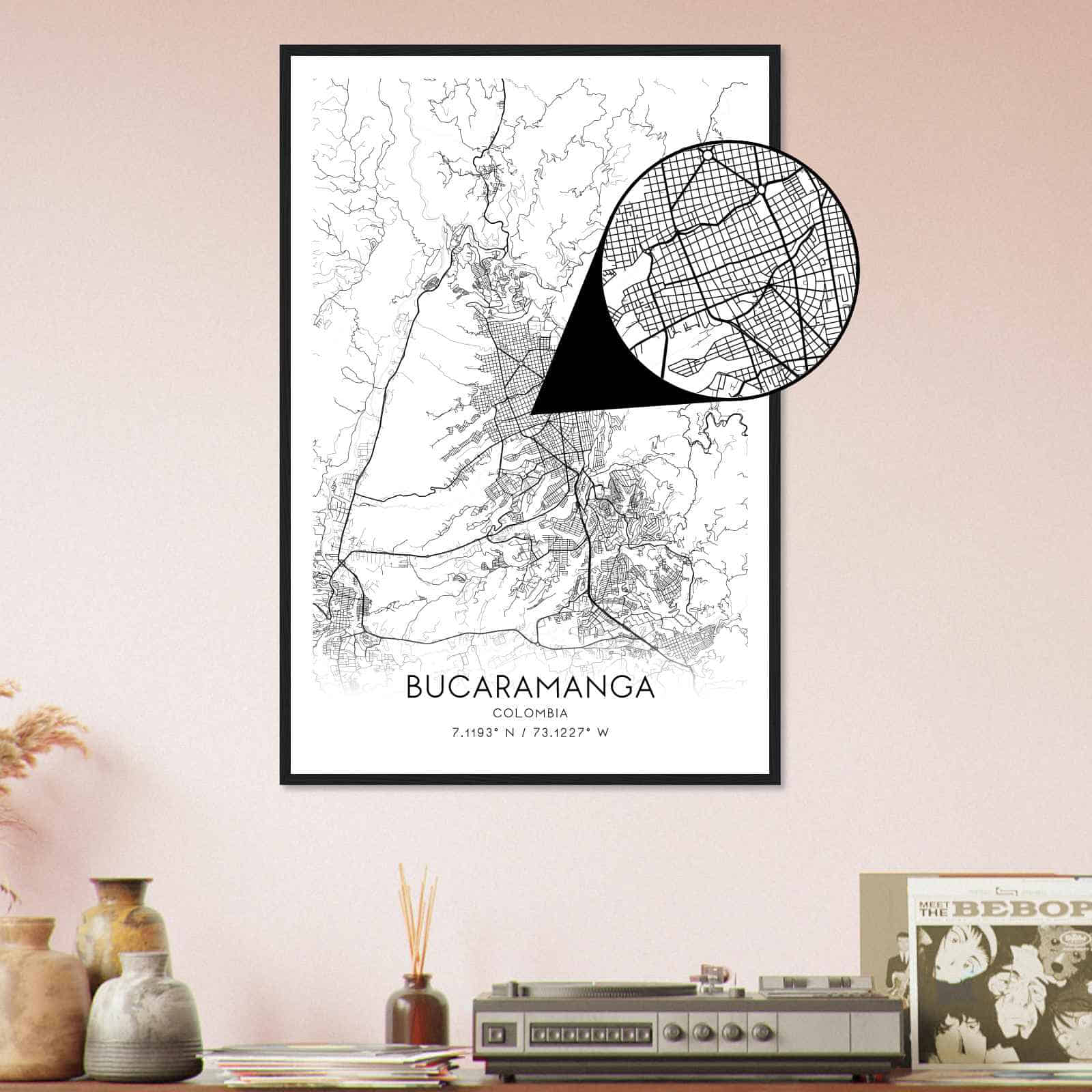Bucaramanga Colombia Map Poster, Bucaramanga City Road Wall Art Print ...