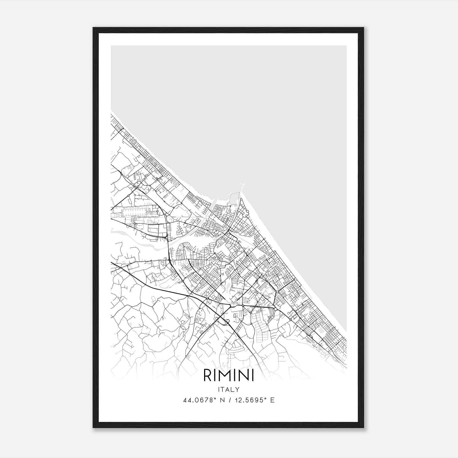Rimini Italy Map Poster, Rimini City Road Wall Art Print - Custom Maps ...