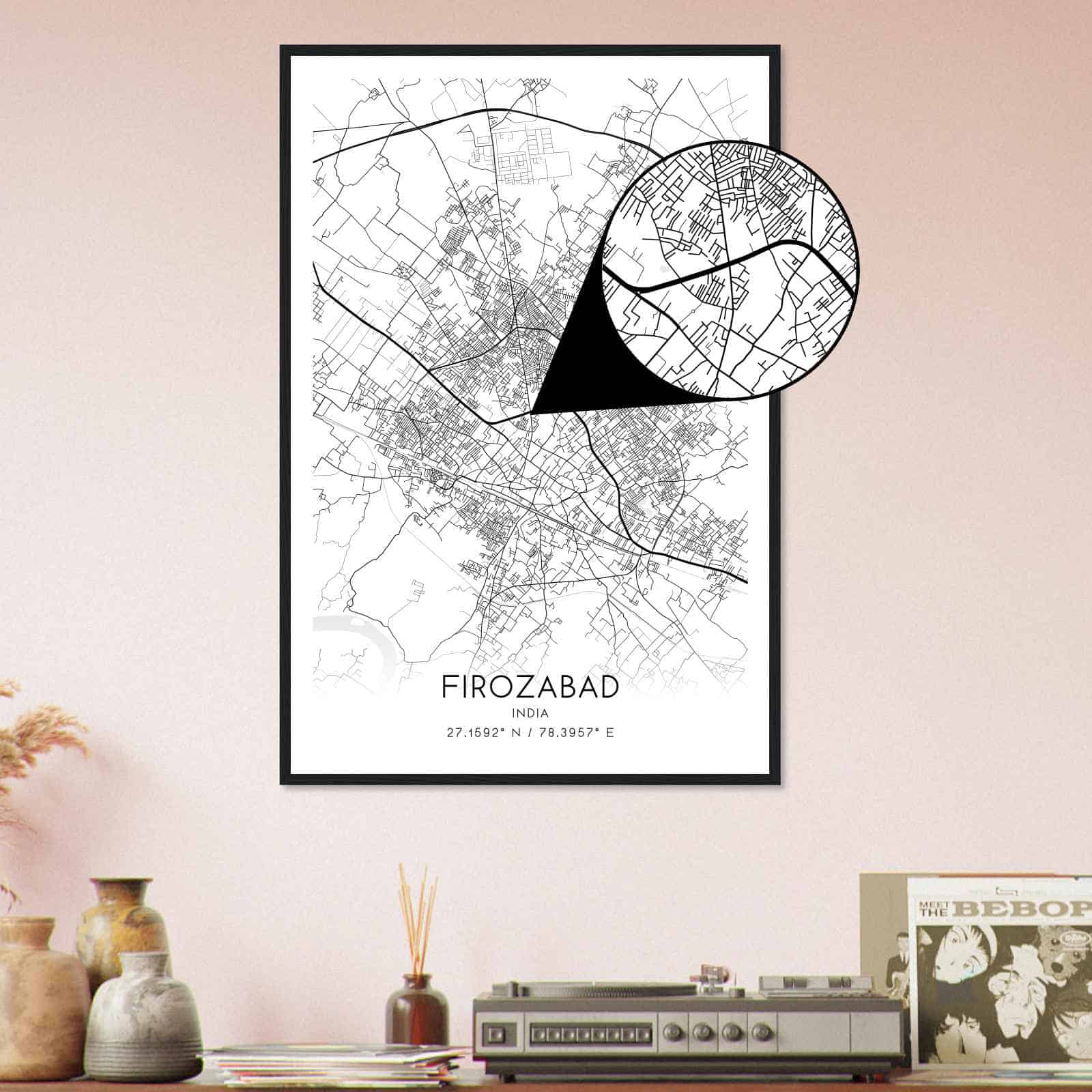 Firozabad India Map Poster, Firozabad City Road Wall Art Print - Custom ...