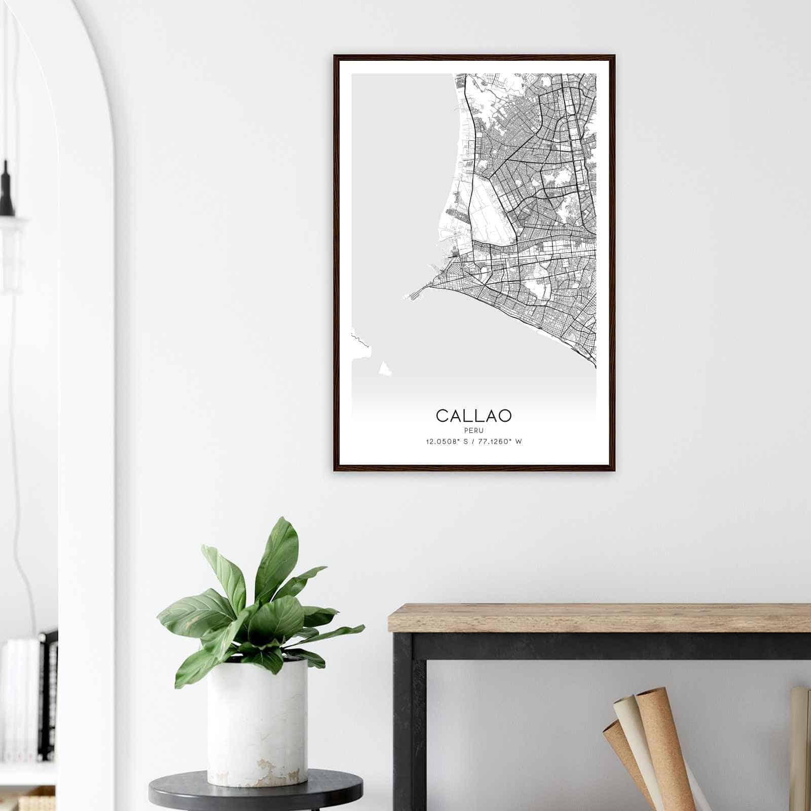 Callao Peru Map Poster, Callao City Road Wall Art Print - Custom Maps ...