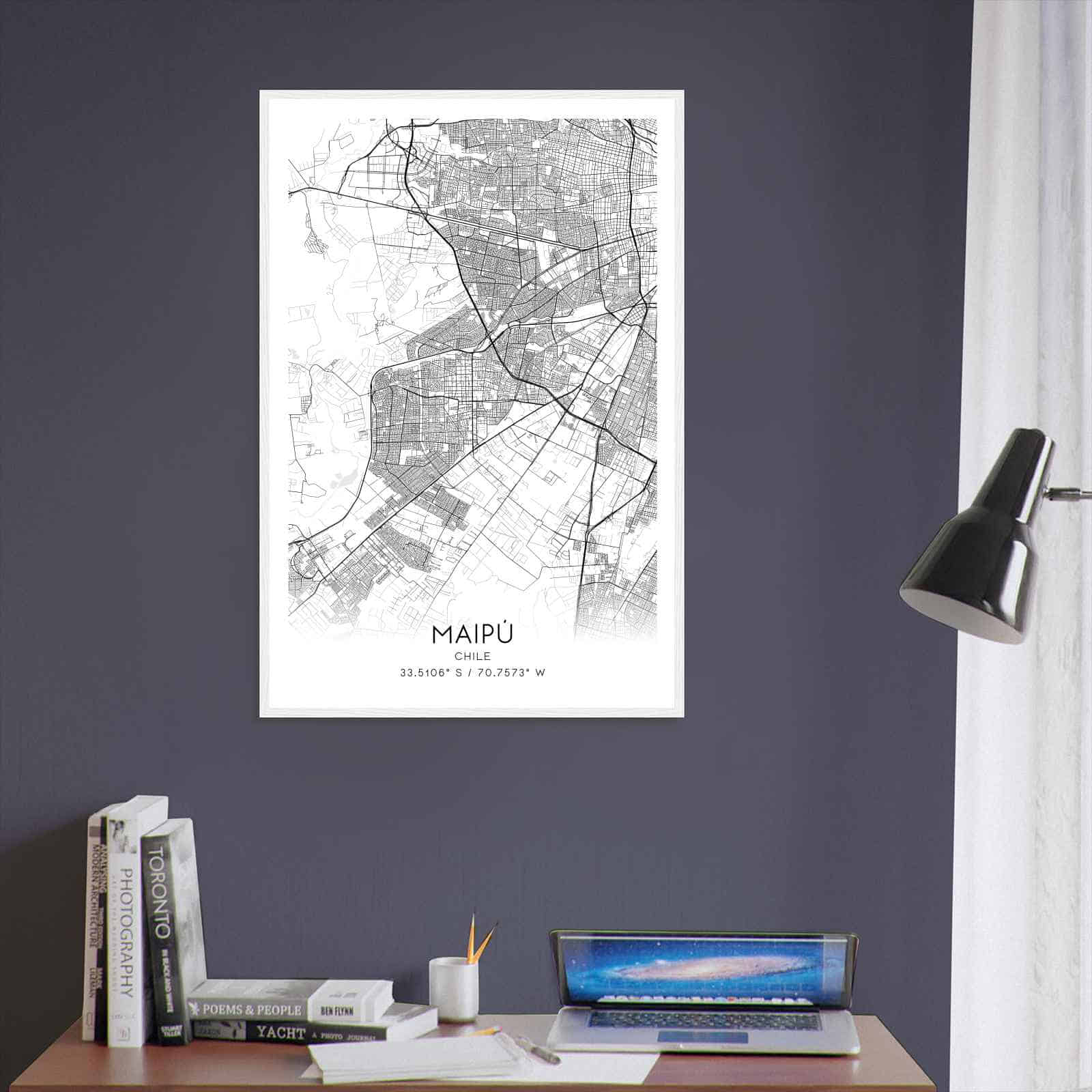 Maipu Chile Map Poster, Maipu City Road Wall Art Print - Custom Maps ...