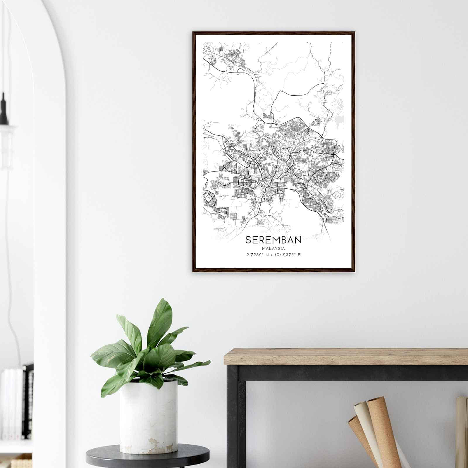 Seremban Malaysia Map Poster, Seremban City Road Wall Art Print ...