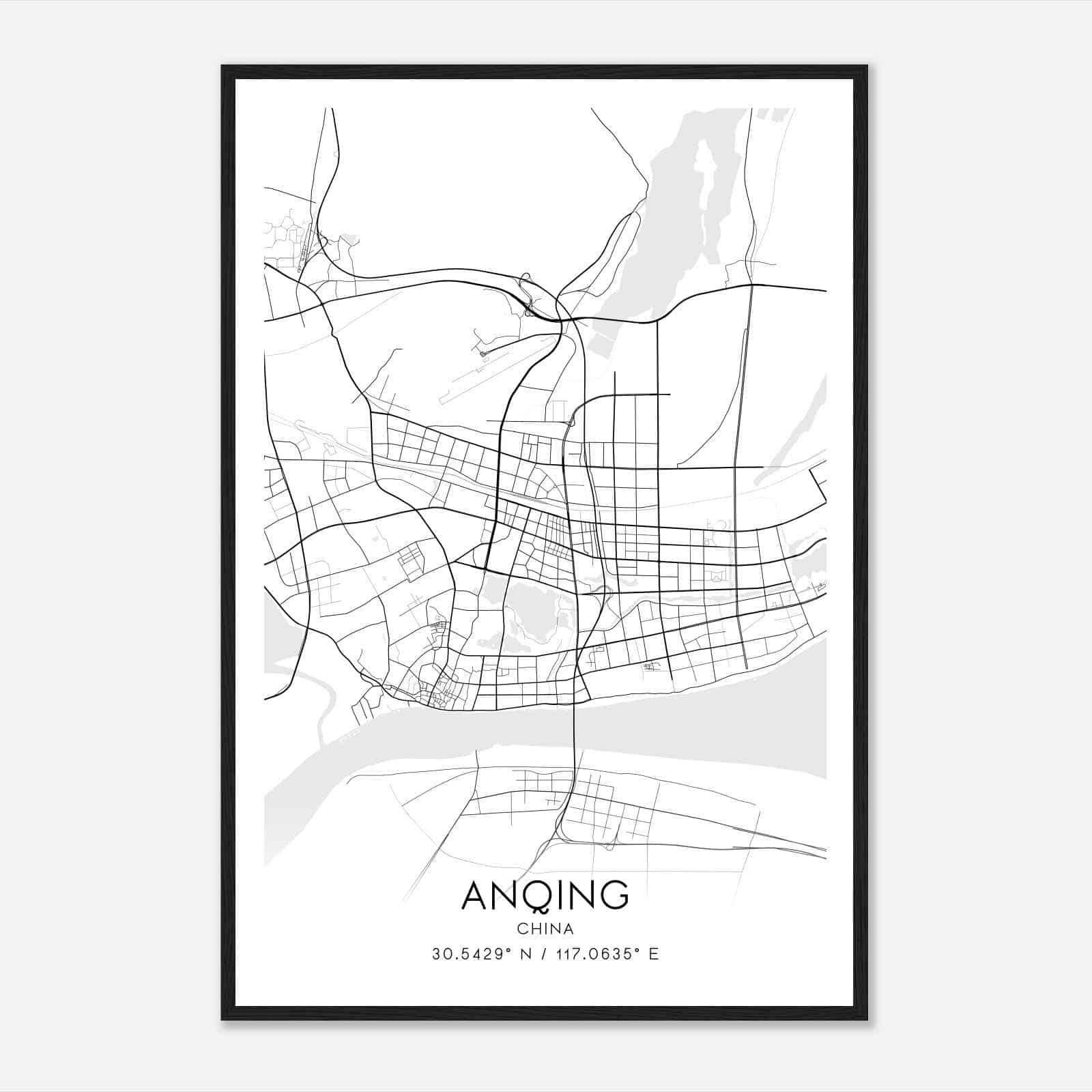 Anqing China Map Poster, Anqing City Road Wall Art Print - Custom Maps ...