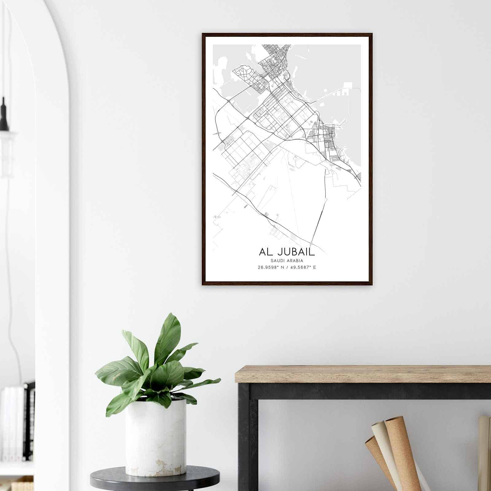 Al Jubail Saudi Arabia Map Poster, Al Jubail City Road Wall Art Print ...