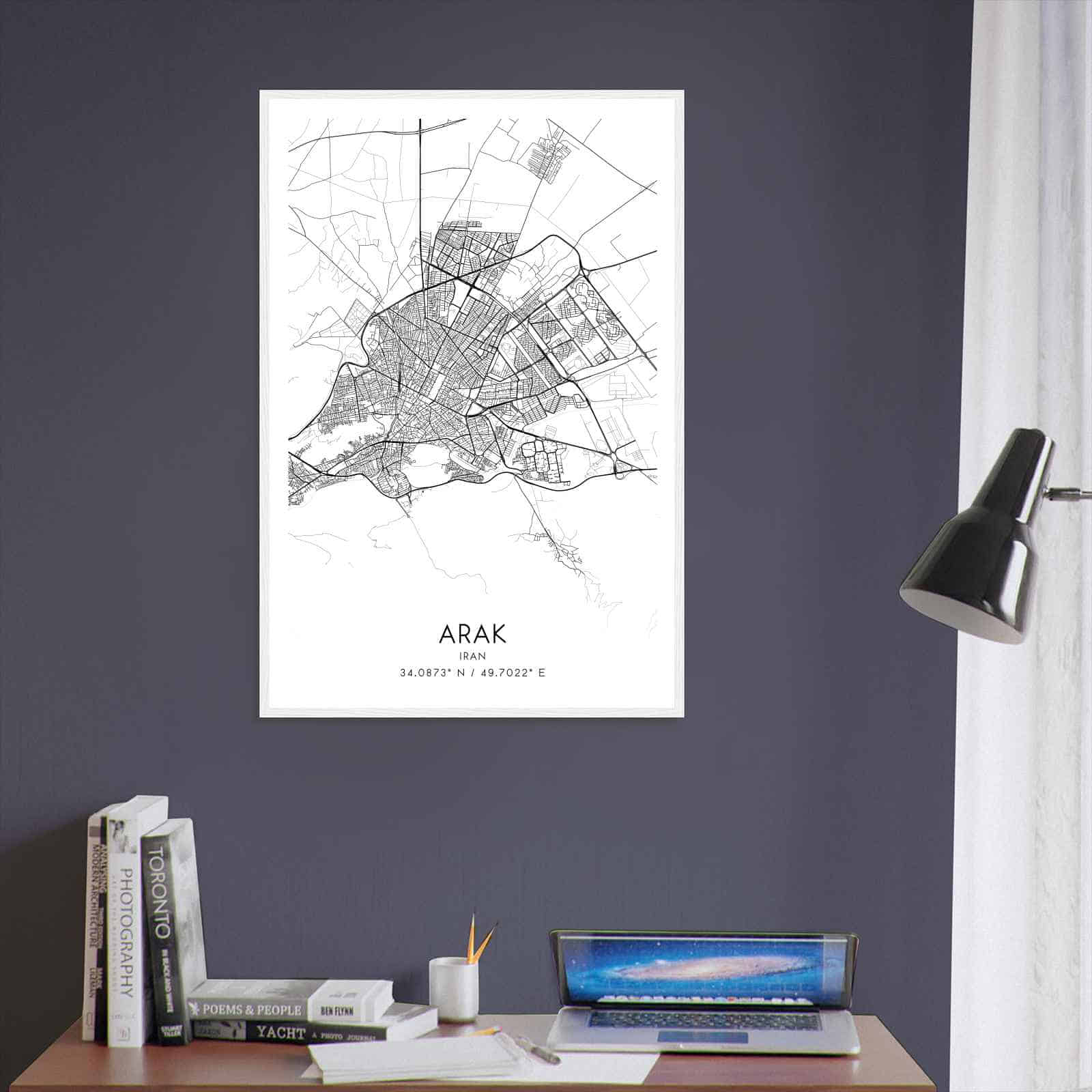 Arak Iran Map Poster, Arak City Road Wall Art Print - Custom Maps & Posters