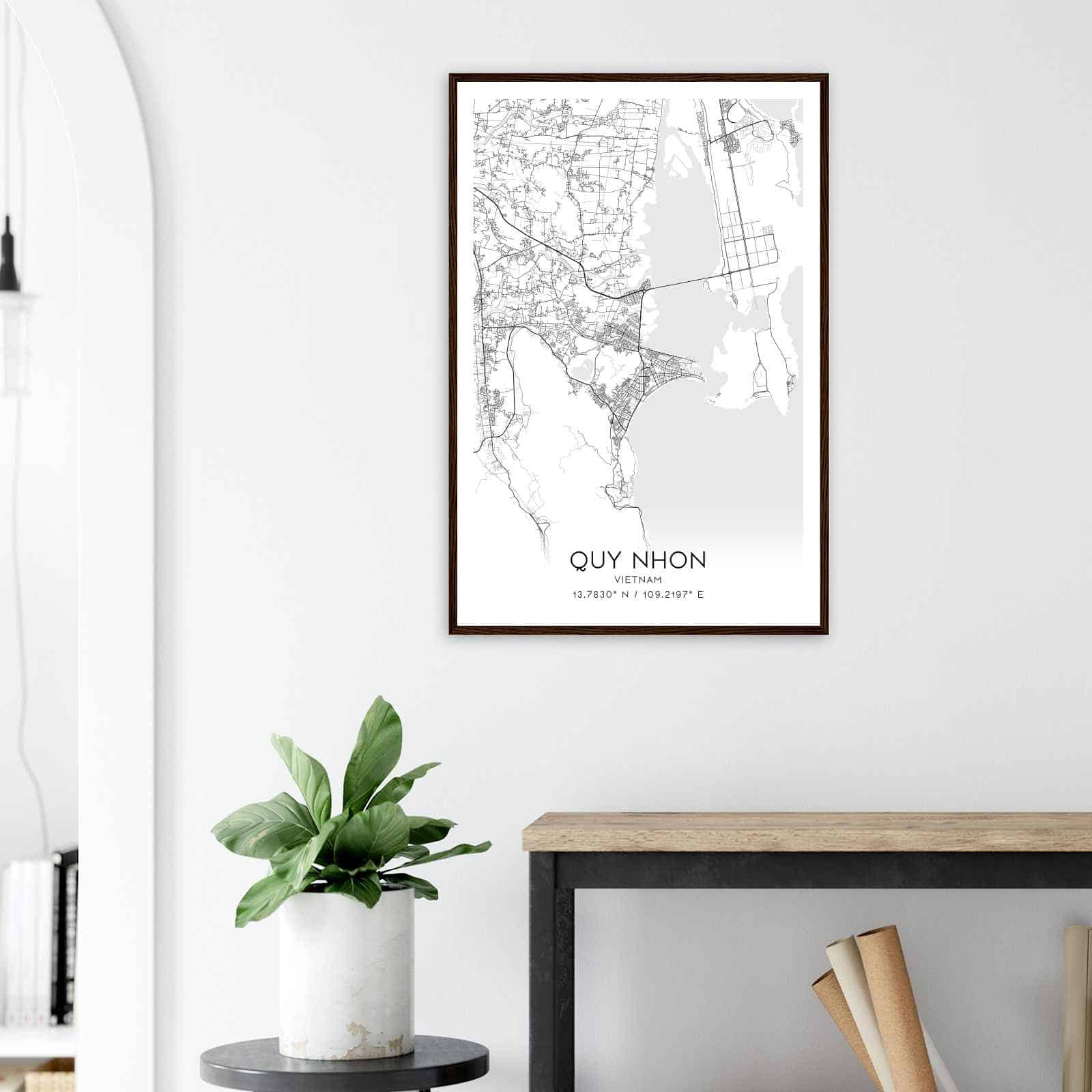 Quy Nhon Vietnam Map Poster, Quy Nhon City Road Wall Art Print - Custom ...